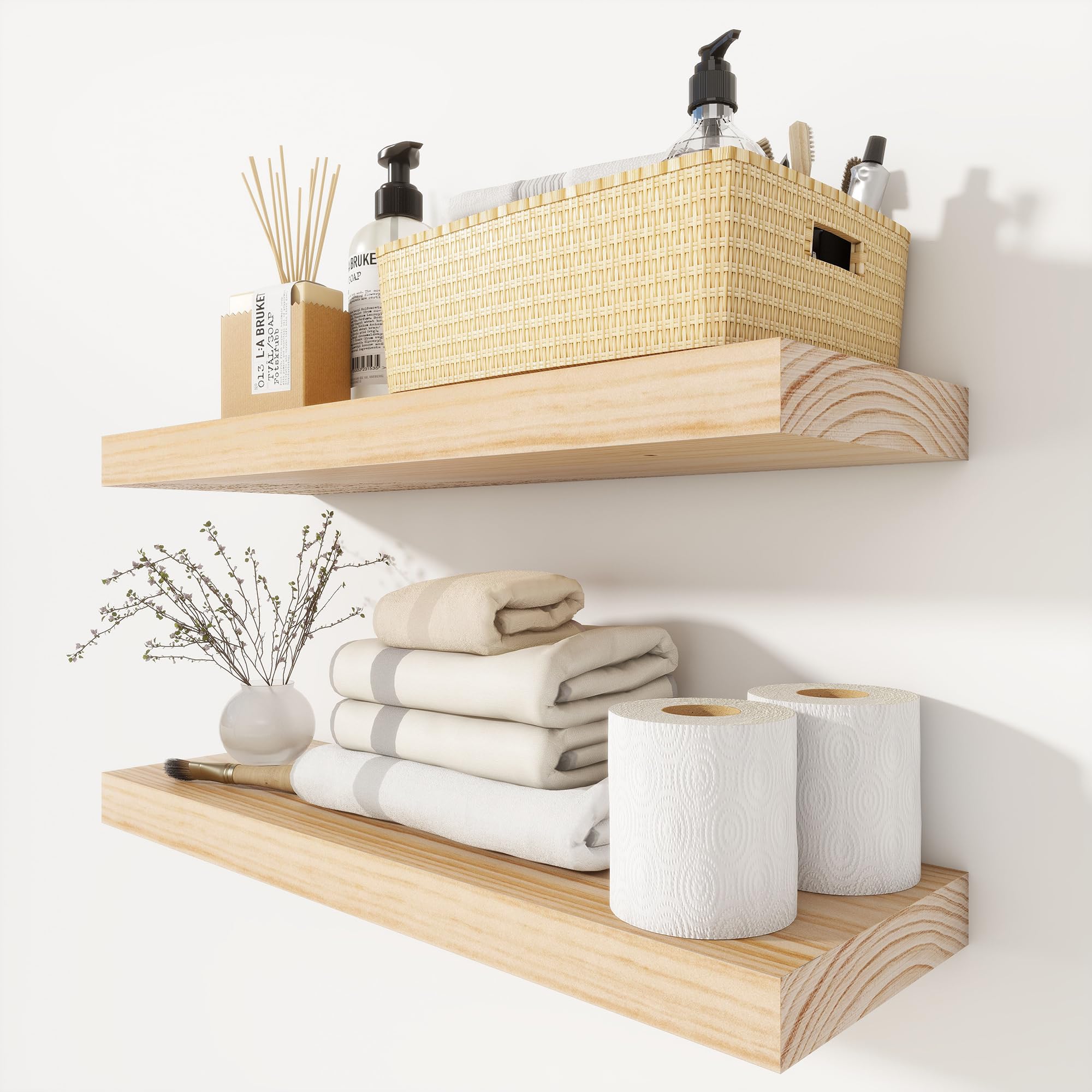 Amazon.com: Heimlove Wood Floating Shelves 24 inch,8 Inch Deep Solid ...