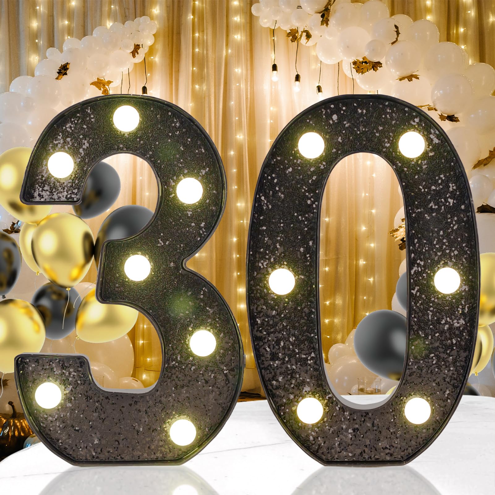 Snapklik.com : Light Up LED Marquee Numbers, Glitter Black Marquee ...