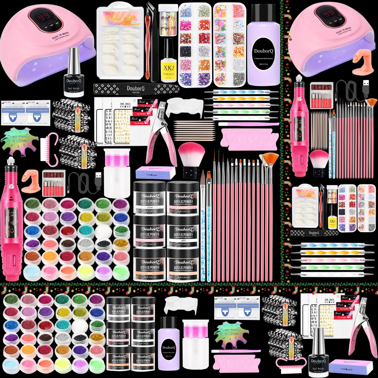 Amazon.com: Acrylic Nail Kit With Black Nail Polish,Drill And U V Light ...