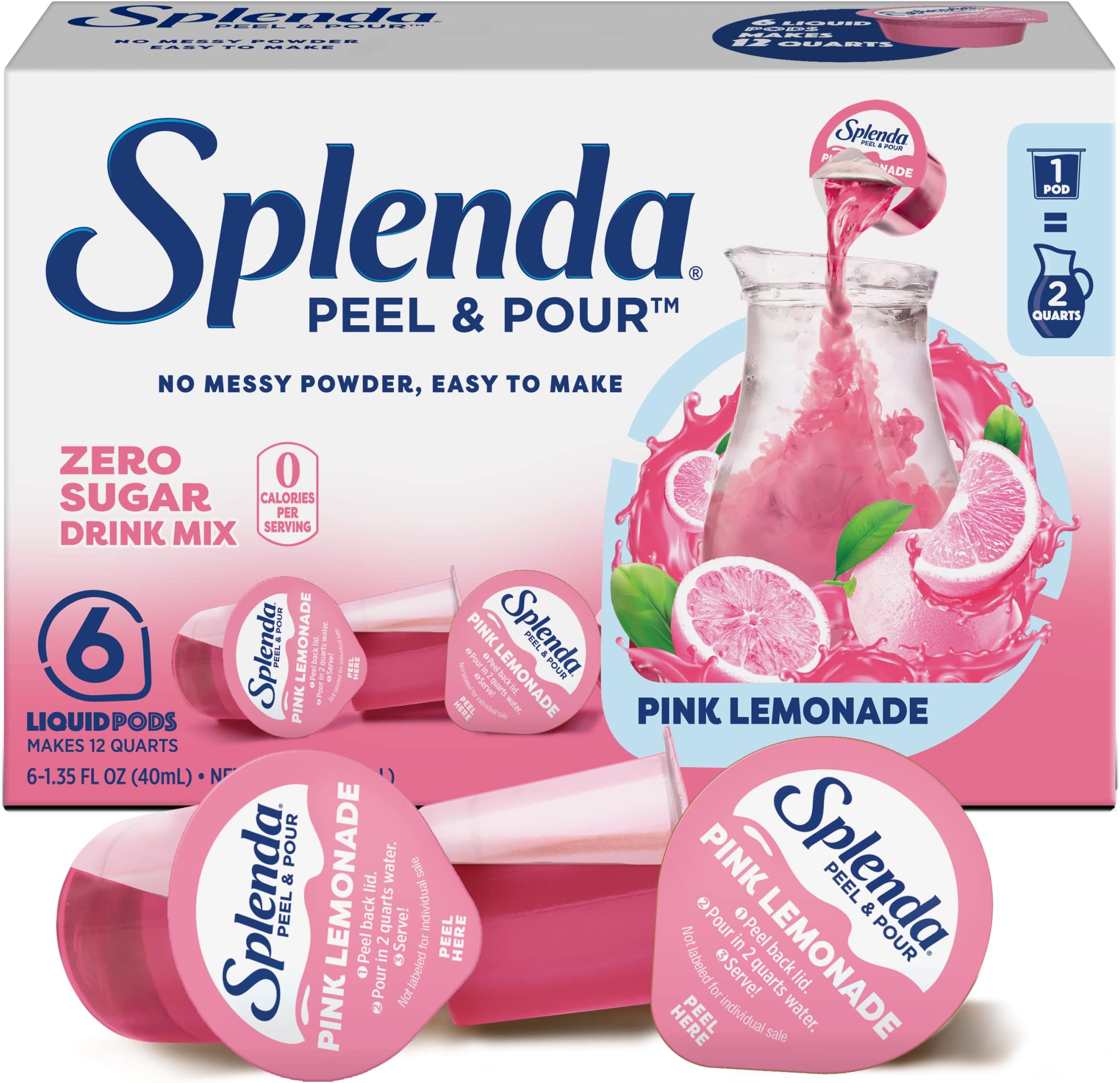 Amazon.com : Splenda Peel and Pour Zero Calorie Drink Mix, Pink ...