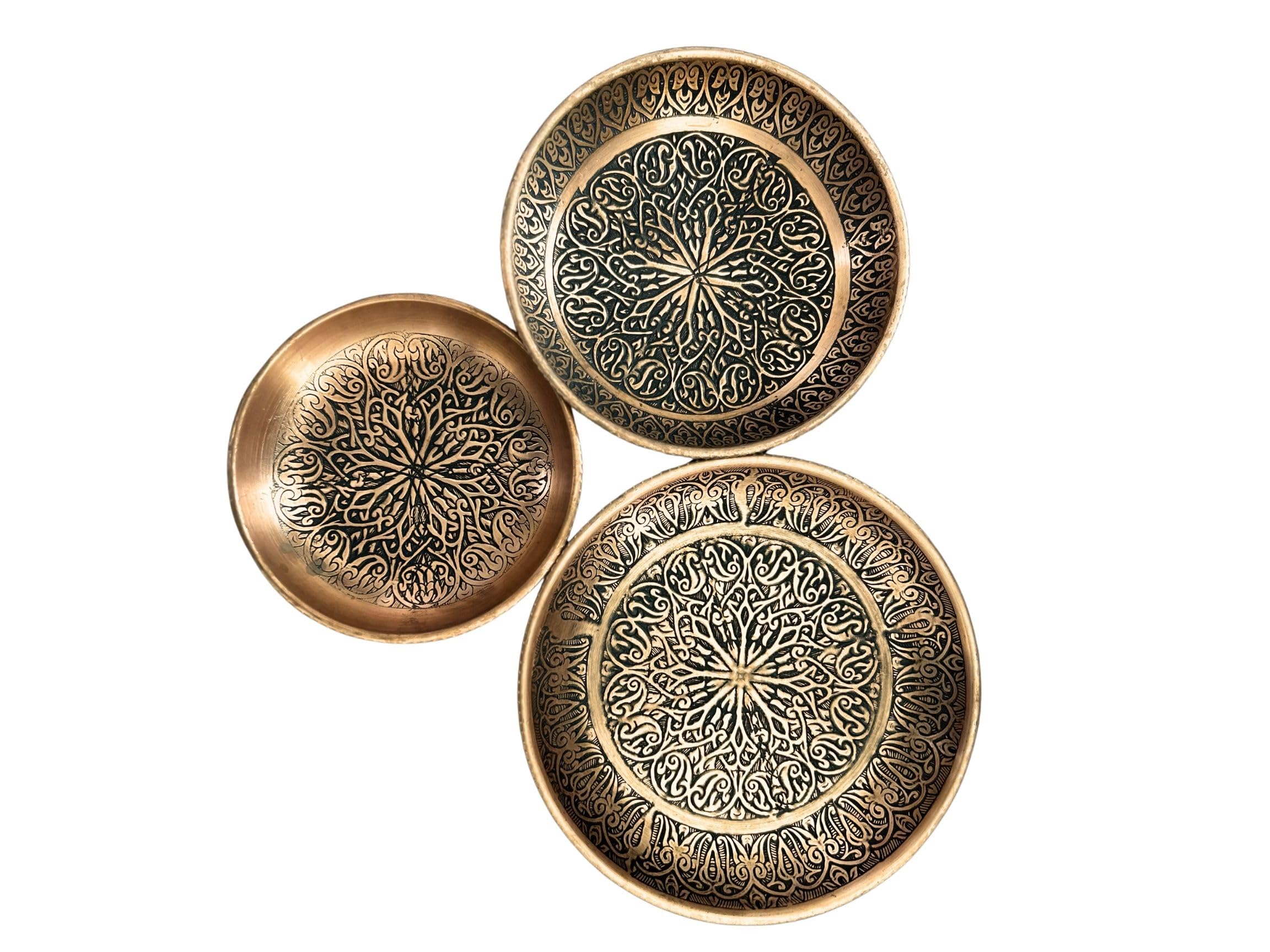 LEILA'S KITCHEN Pure Copper Circular Serving Plate Set Round Party ...