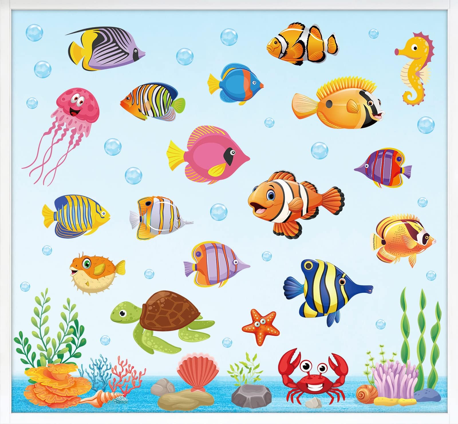 Amazon.com: AnyDesign 9 Sheets Summer Window Clings Ocean Themed Window ...