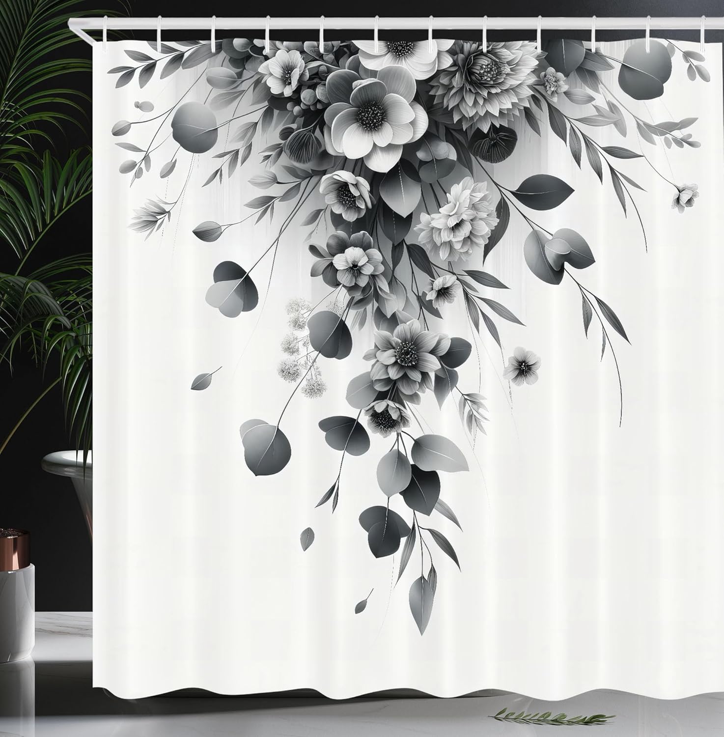 Amazon.com: Ambesonne Black and White Shower Curtain, Romantic ...
