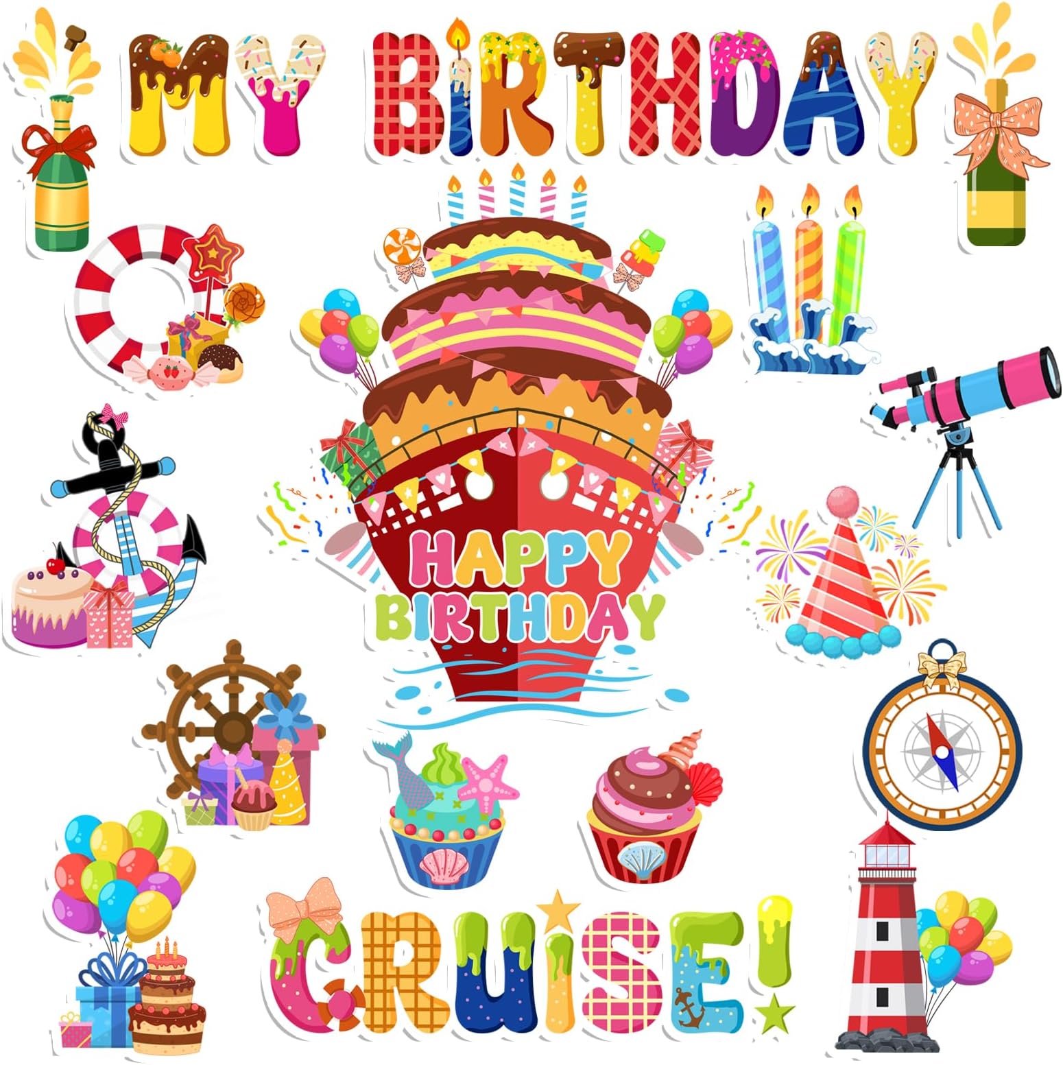 Amazon.com: Allfyer Birthday Cruise Door Magnets, 15 Pcs Funny Cruise ...