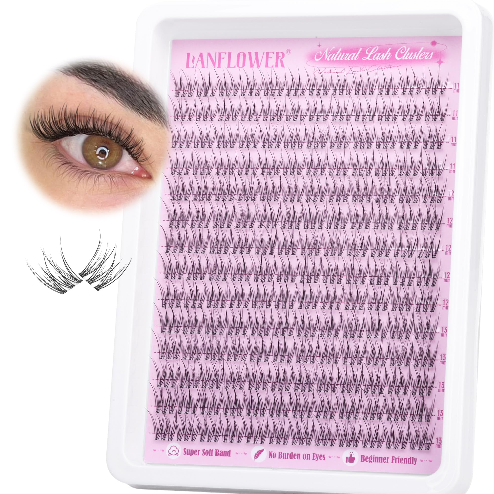 Amazon.com: Natural Lash Clusters Wispy Eyelash Clusters Clear Band ...