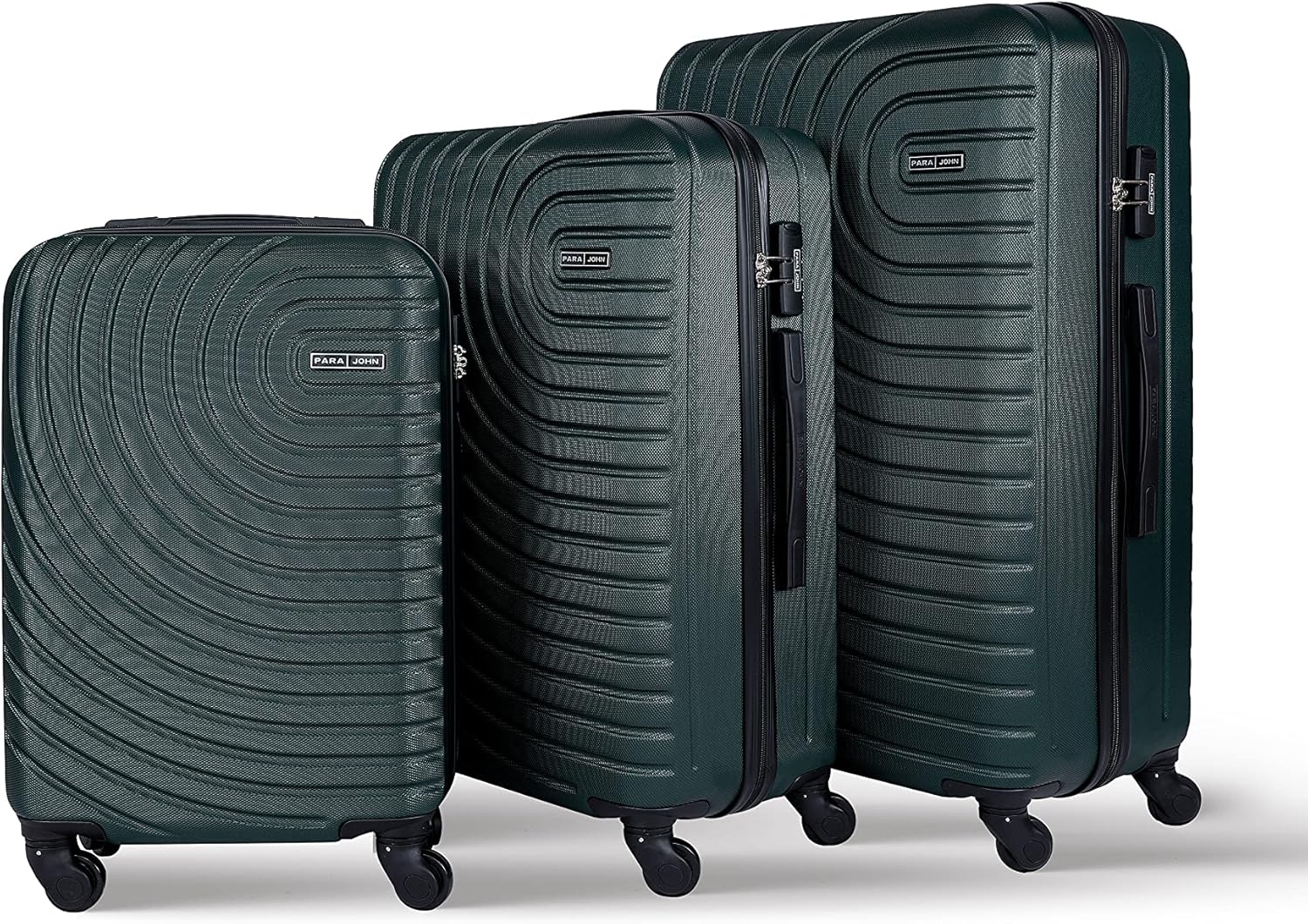 PARAJOHN 3-Piece Hard Side Abs Luggage Trolley Set 20/24/28 Inch Army ...