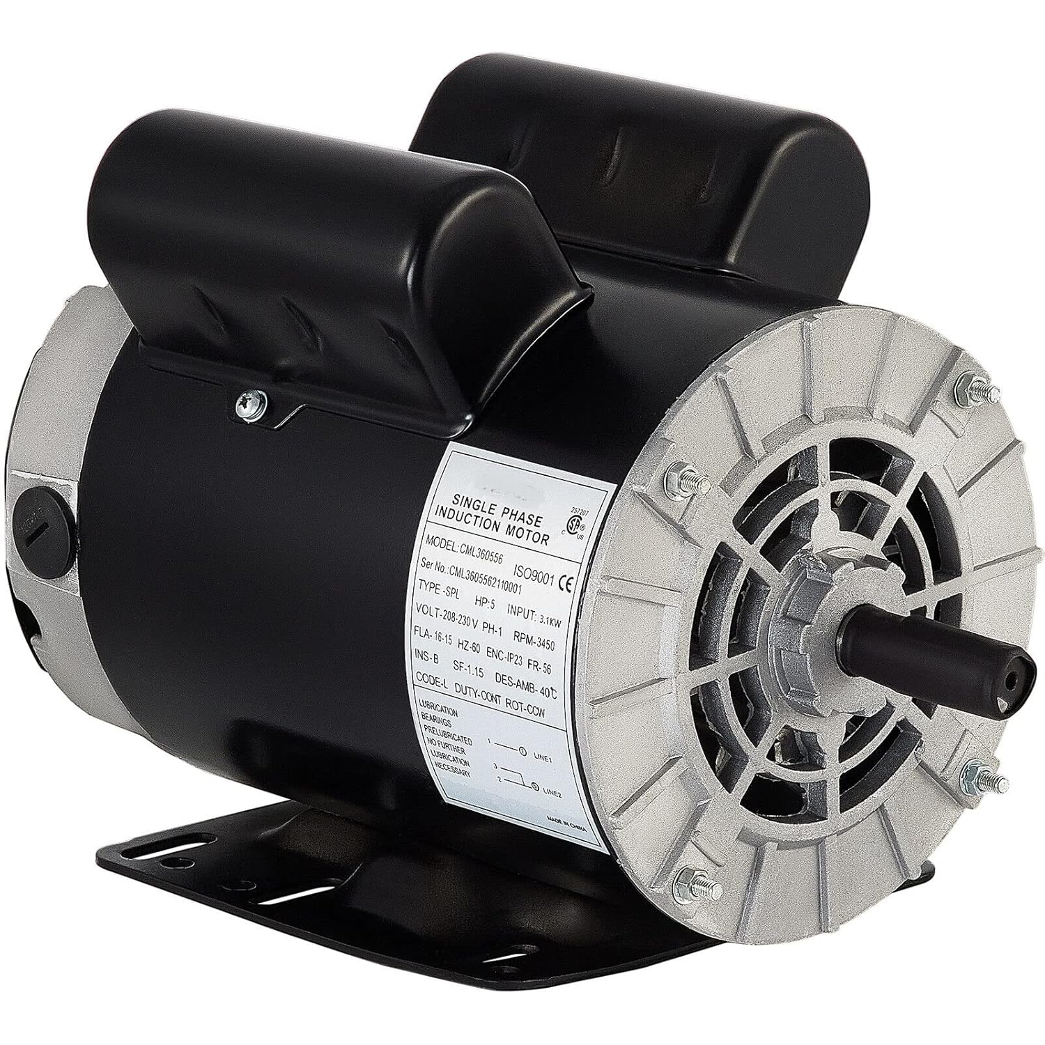 CML360556 for 5 HP SPL 3450 RPM Air Compressor Electric Motor 208-230V ...