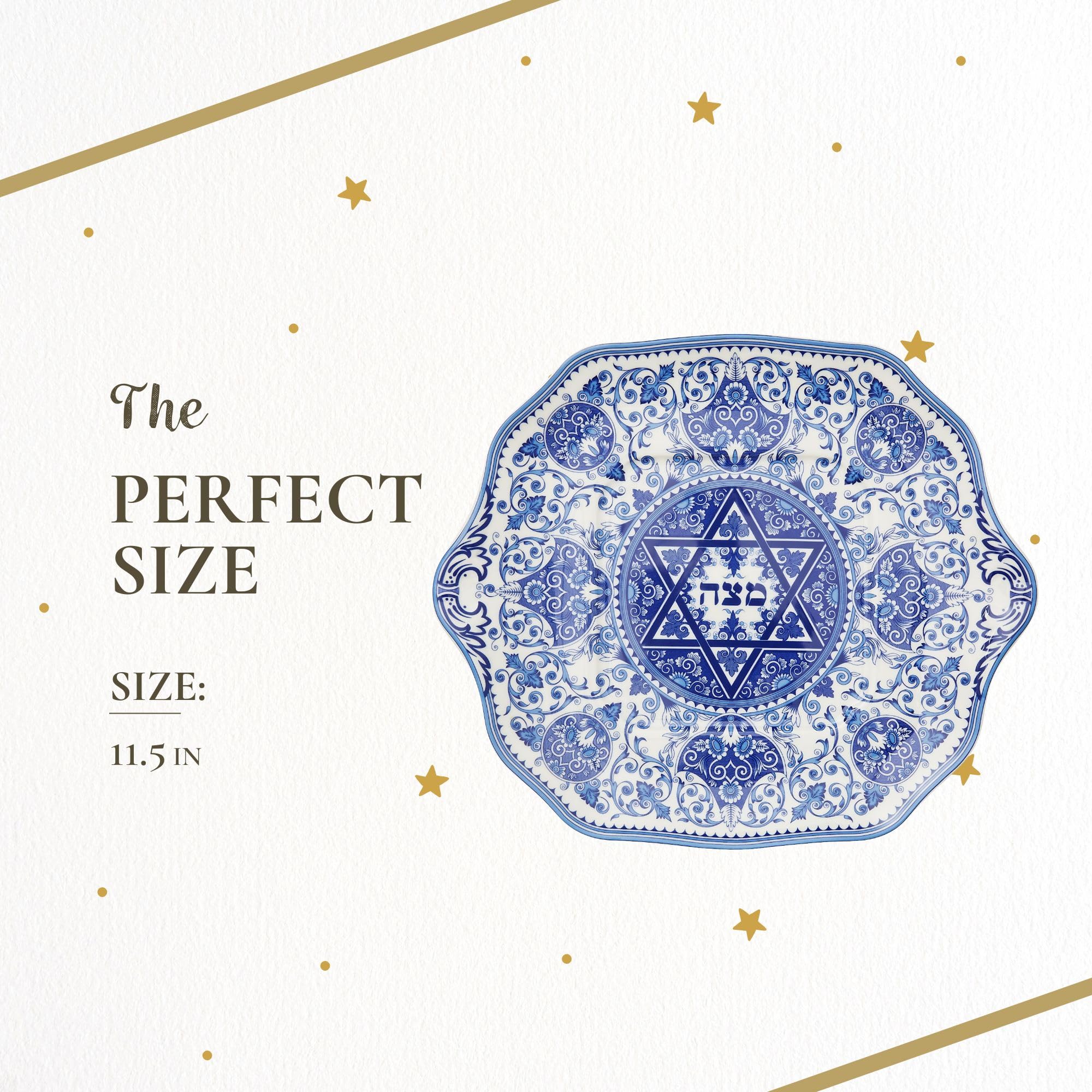 Snapklik.com : Judaica Collection Matzoh Plate - Blue & White Floral ...