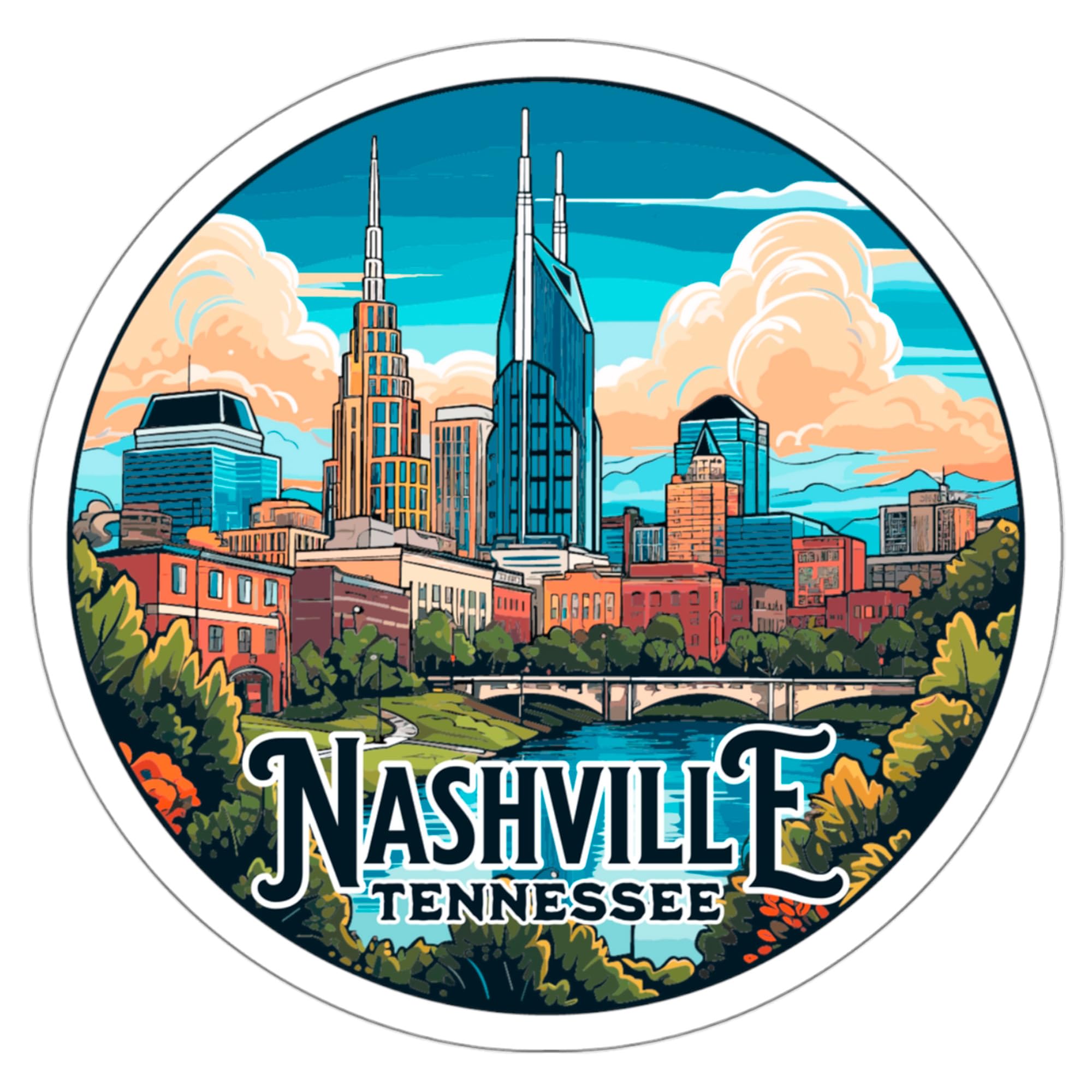 Amazon.com: Nashville Tennessee Sticker Travel Outdoors Decal Vinyl ...