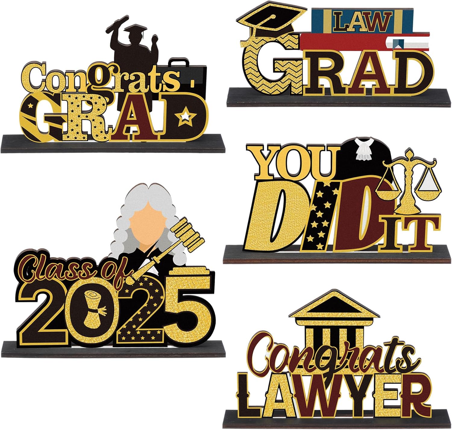 Amazon.com: Geetery 5 Pcs Lawyer Graduation Table Decorations Wooden ...