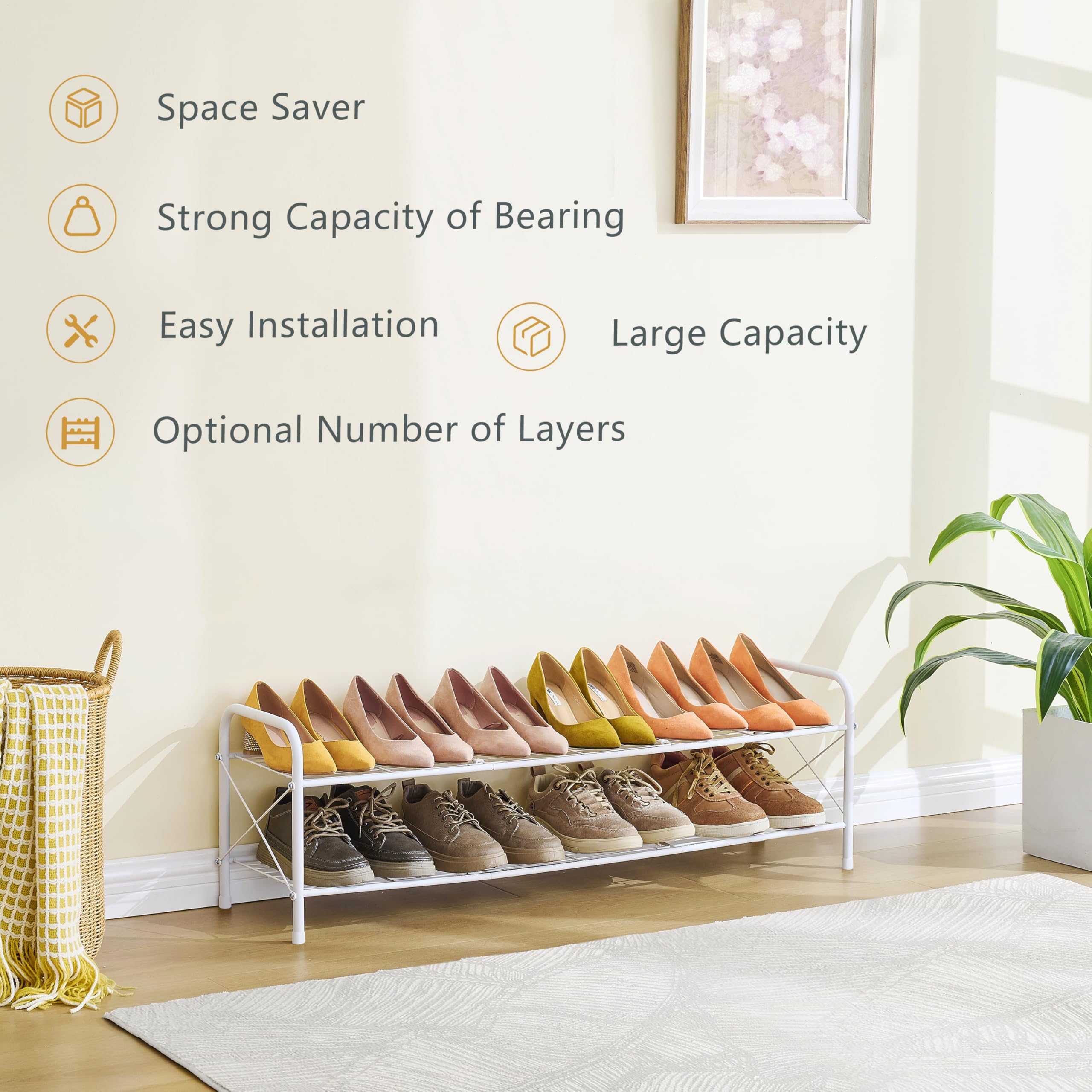 Snapklik.com : 2 Tier Shoe Rack For Closet, Durable Mesh Style Shoe ...