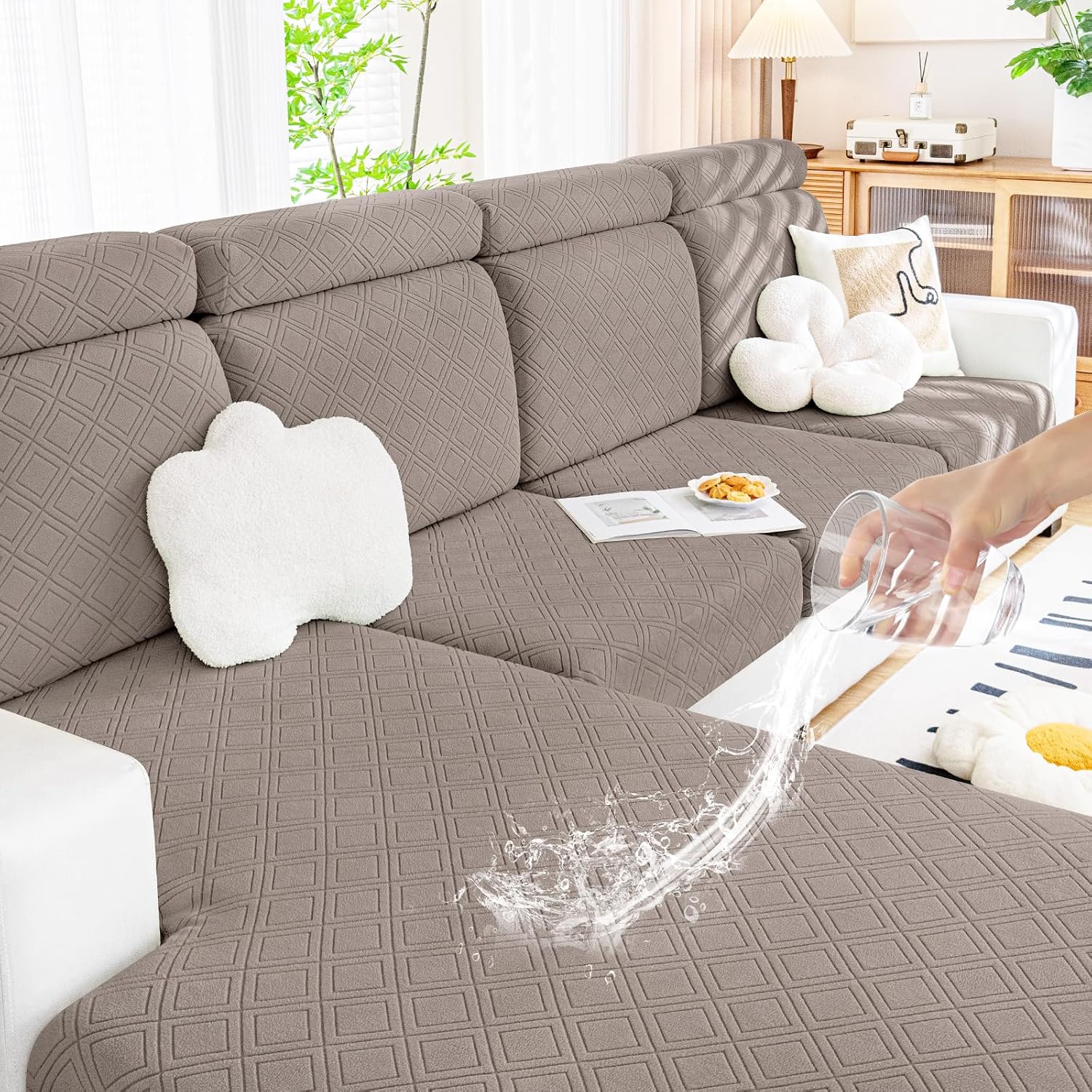 Amazon.com: Smiry Waterproof Couch Cushion Covers, Stretch Sofa Cushion ...