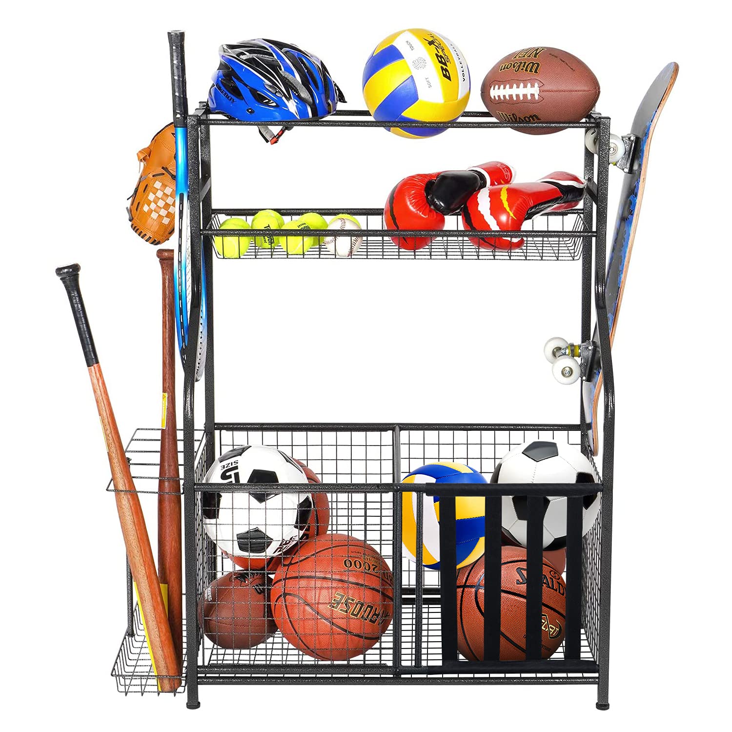 PLKOW Sports Equipment Storage for Garage, Indoor/Outdoor Sports Rack ...