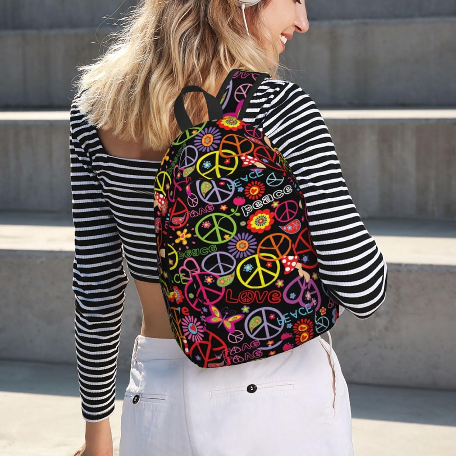 Hippie Peace unbeatable Retro Fashion Backpack for