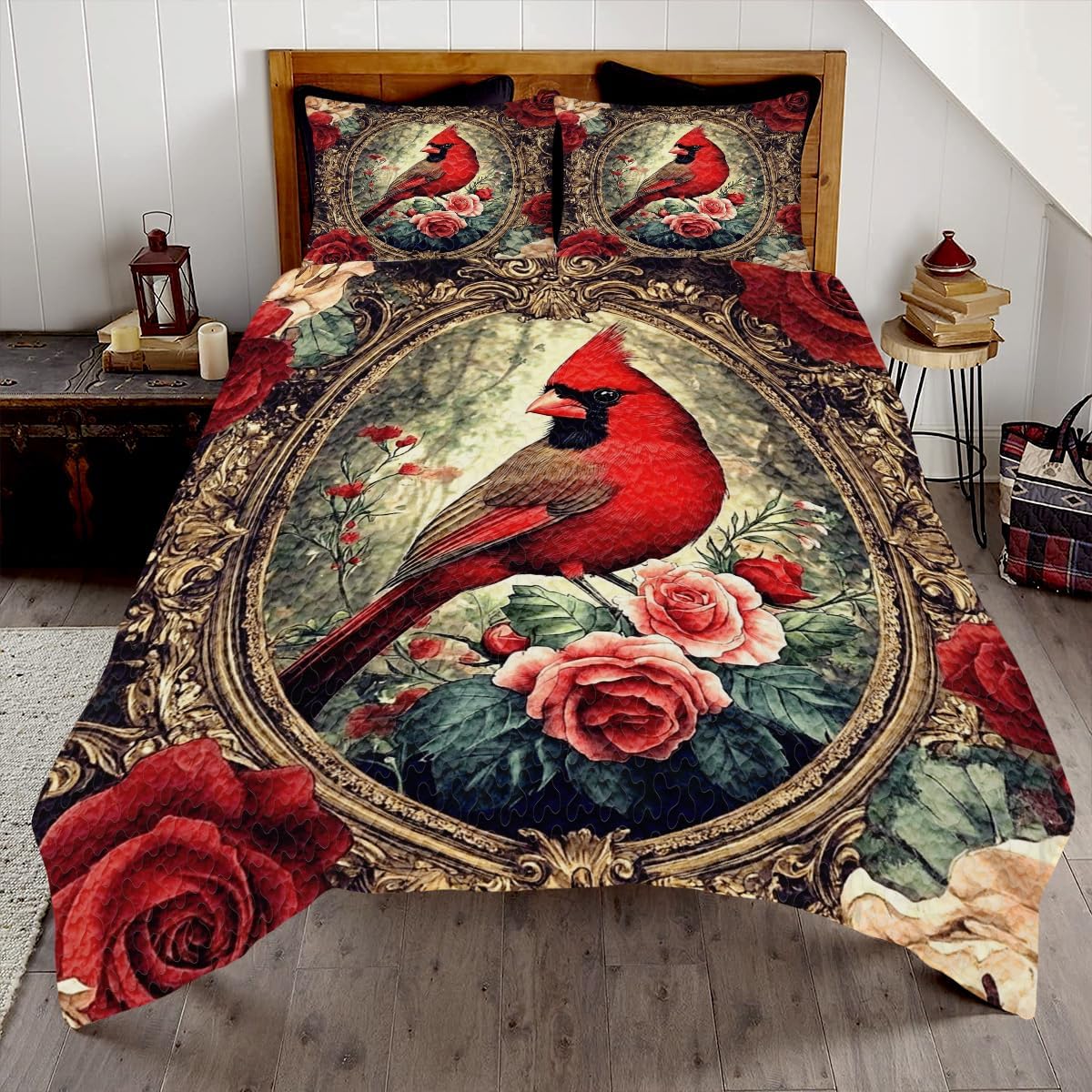 Amazon.com: SHOEOHI Cardinal Quilt Set, Cardinal Patchwork Winter ...