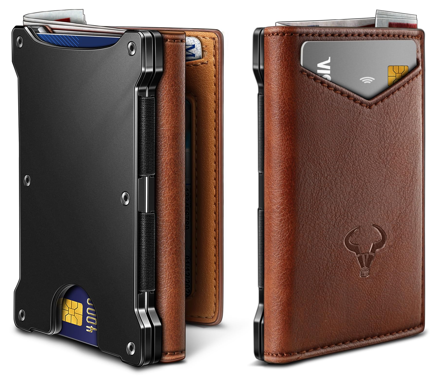 Amazon.com: BULLIANT Men Wallet, Slim Front Pocket Leather Wallet ...