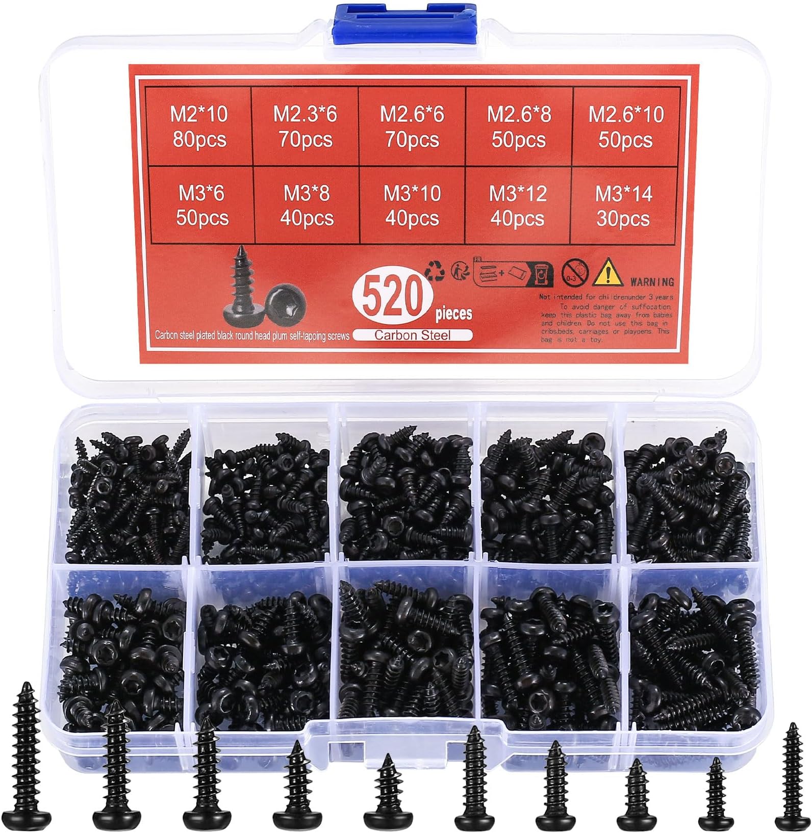 Connect 35002 Assorted Self Tapping Black Flanged Screws Box 700pc ...