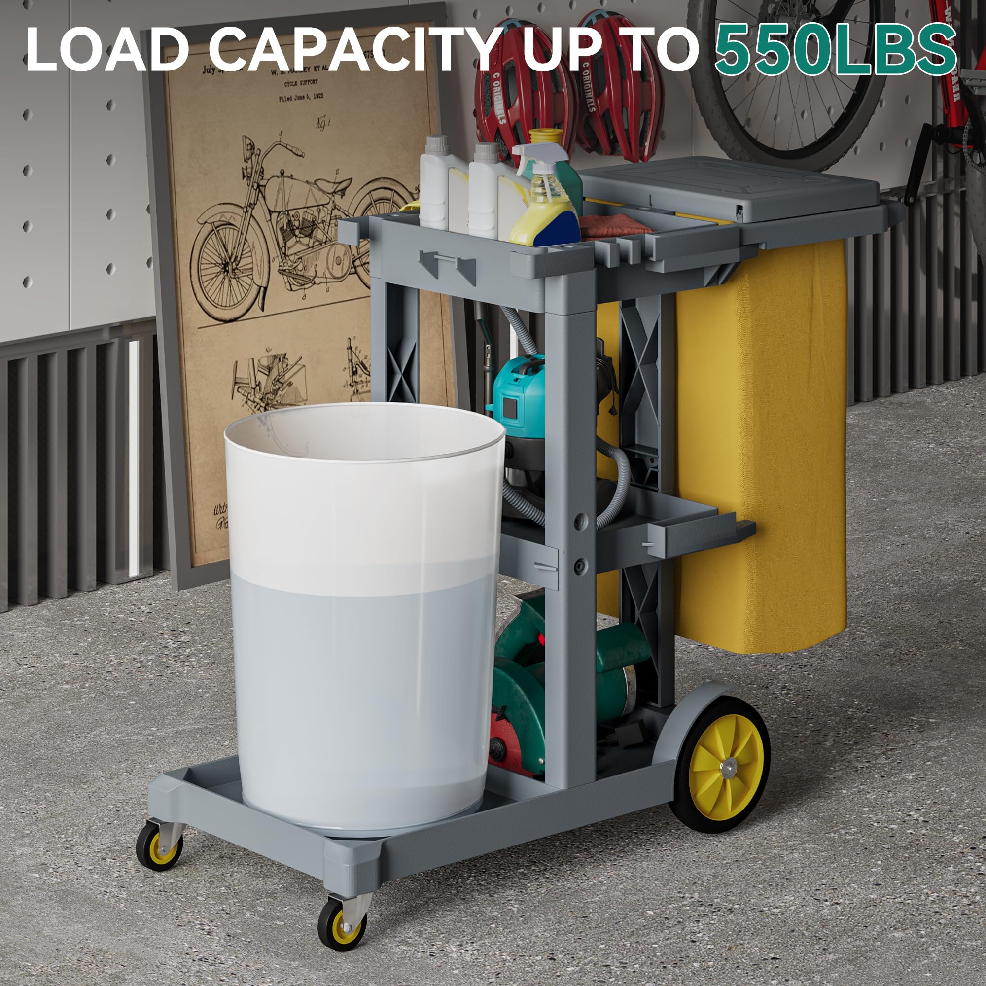 Snapklik.com : YITAHOME Janitorial Cart Cleaning Carts On Wheels, Gray ...