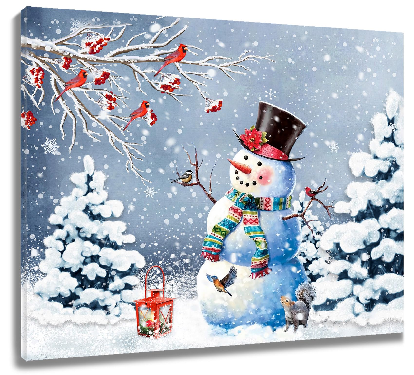 Amazon.com: LB Christmas Winter Snowman Wall Art for Bathroom Cardinal ...