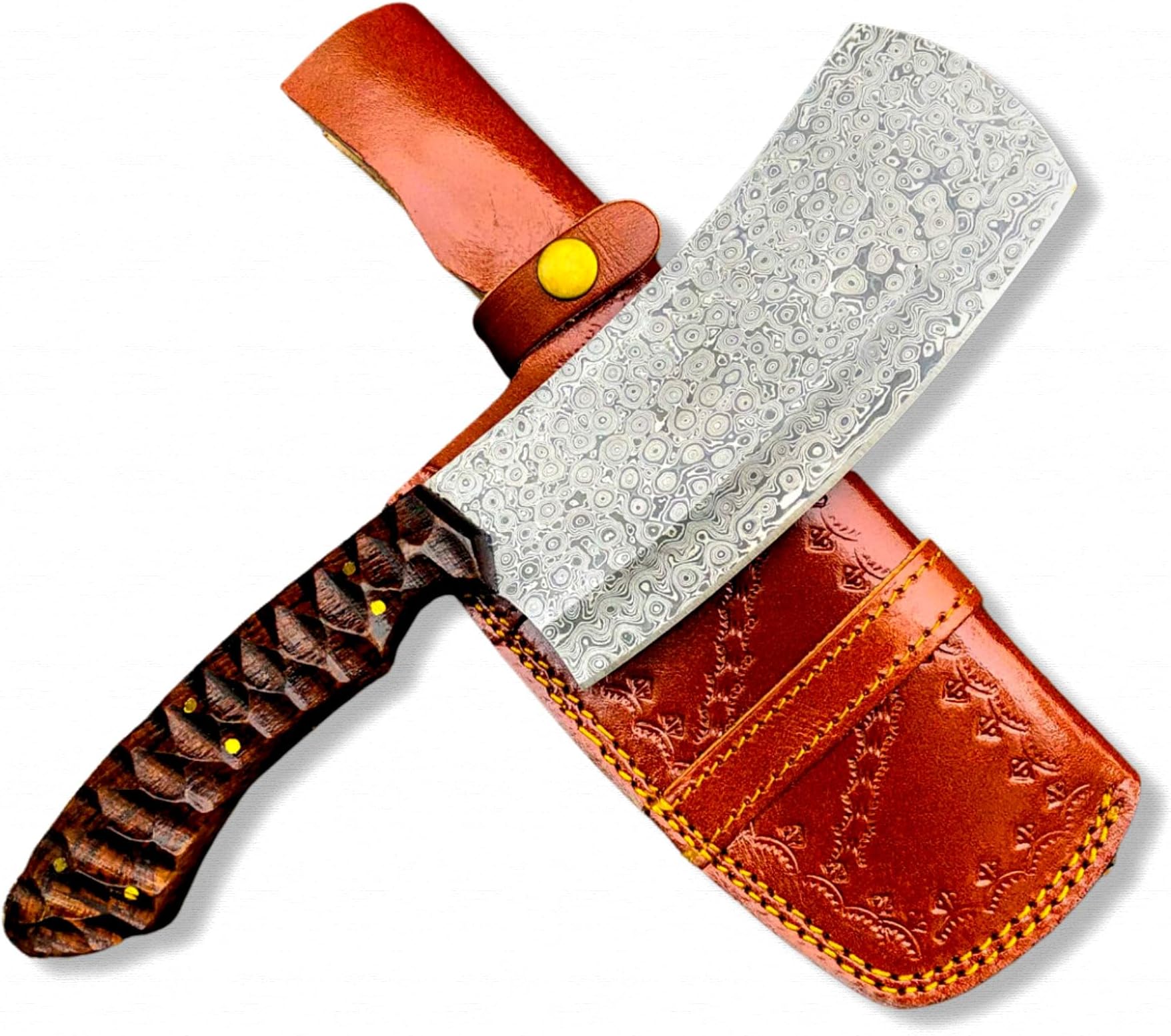 Amazon.com: JNR TRADERS Cleaver Knife, Damascus Serbian Chef Knife ...