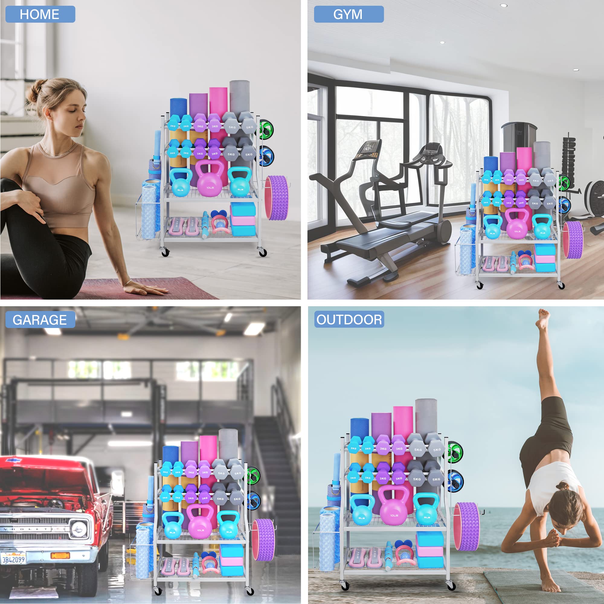 NBTORCH Yoga Mat Storage Rack - Home Gym Storage Rack for Yoga Mats ...