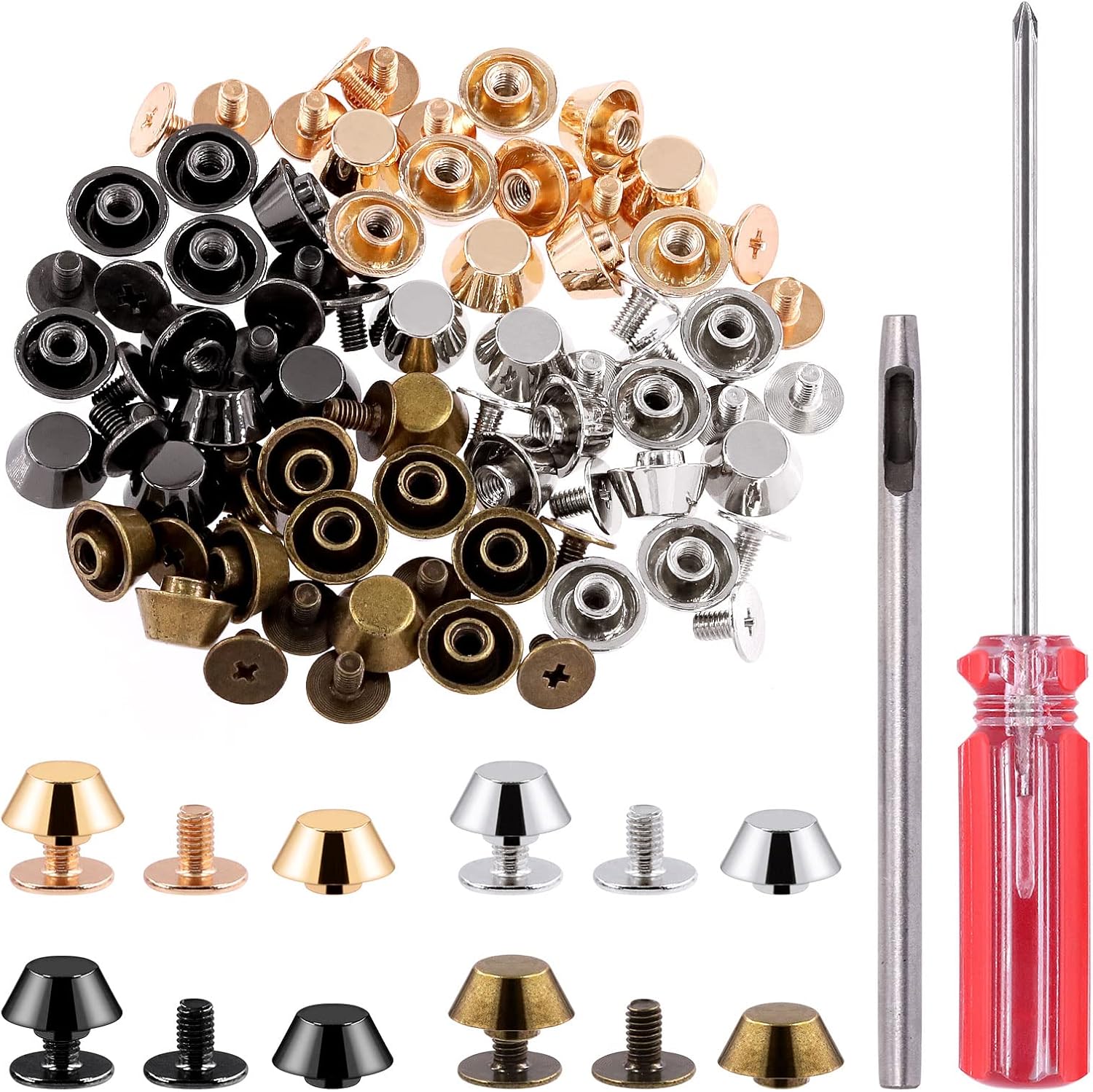 Amazon.com: Glarks 42 Sets 10x5mm Silver/Gold/Gun-Black/Antique Bronze ...