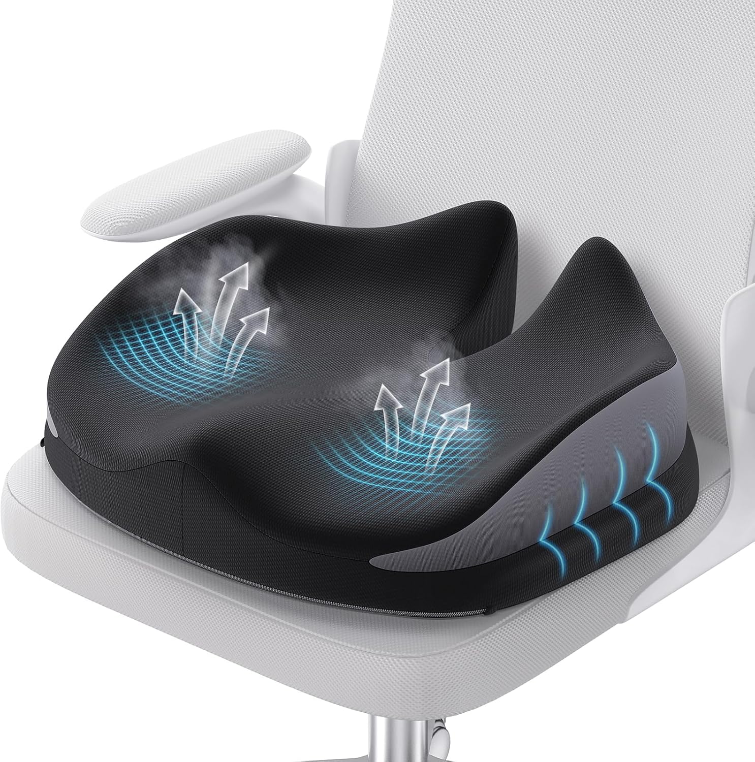 Benazcap Large Seat Cushion for Office Chair Memory Foam Coccyx Pain ...