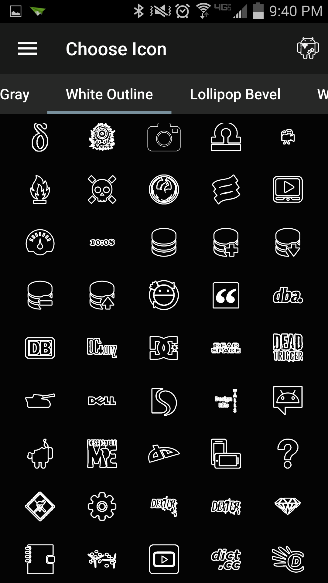 Icon Pack White Outline - App on Amazon Appstore