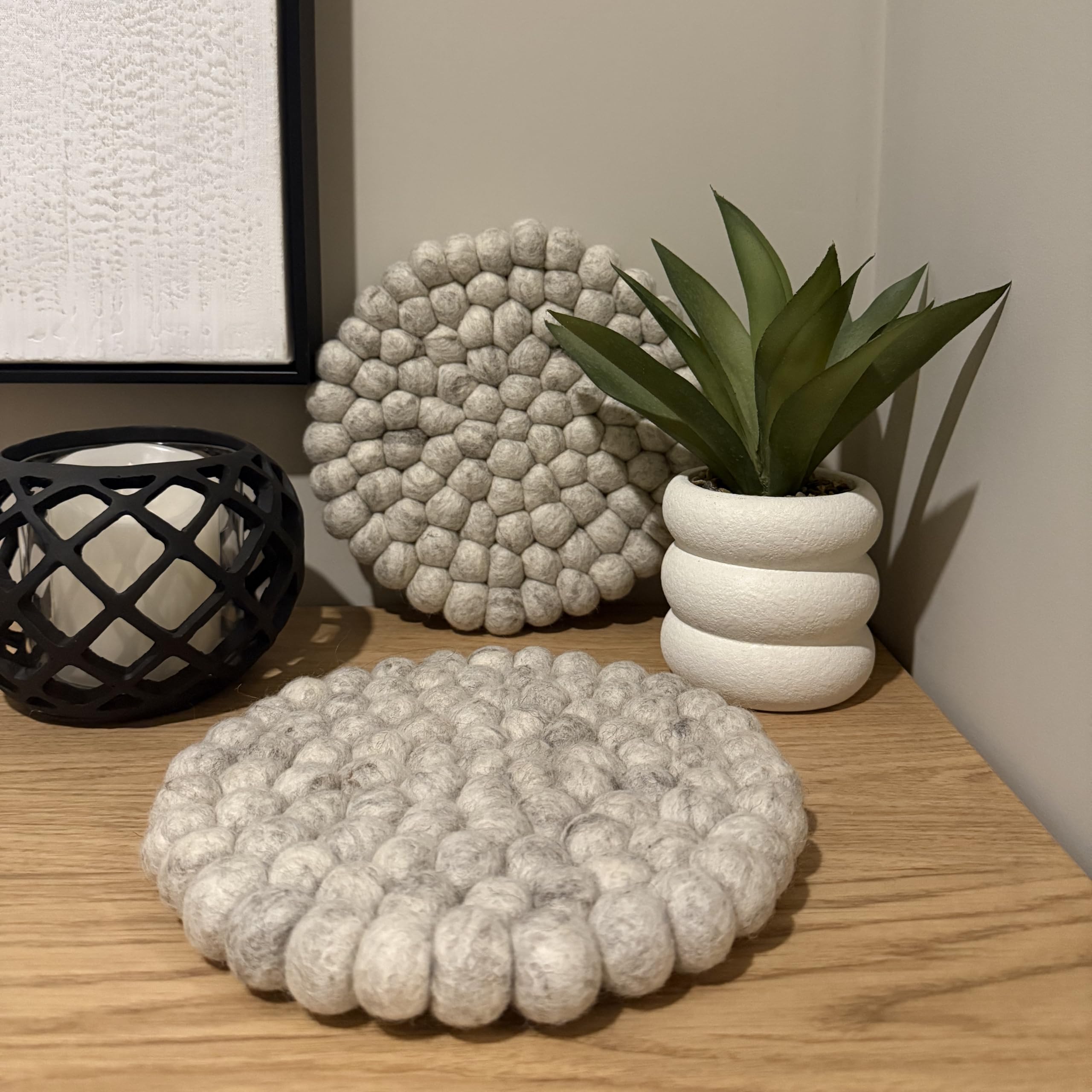 Amazon.com: Set of 2 - Large 100% Wool Trivets for Hot Dishes. Premium ...