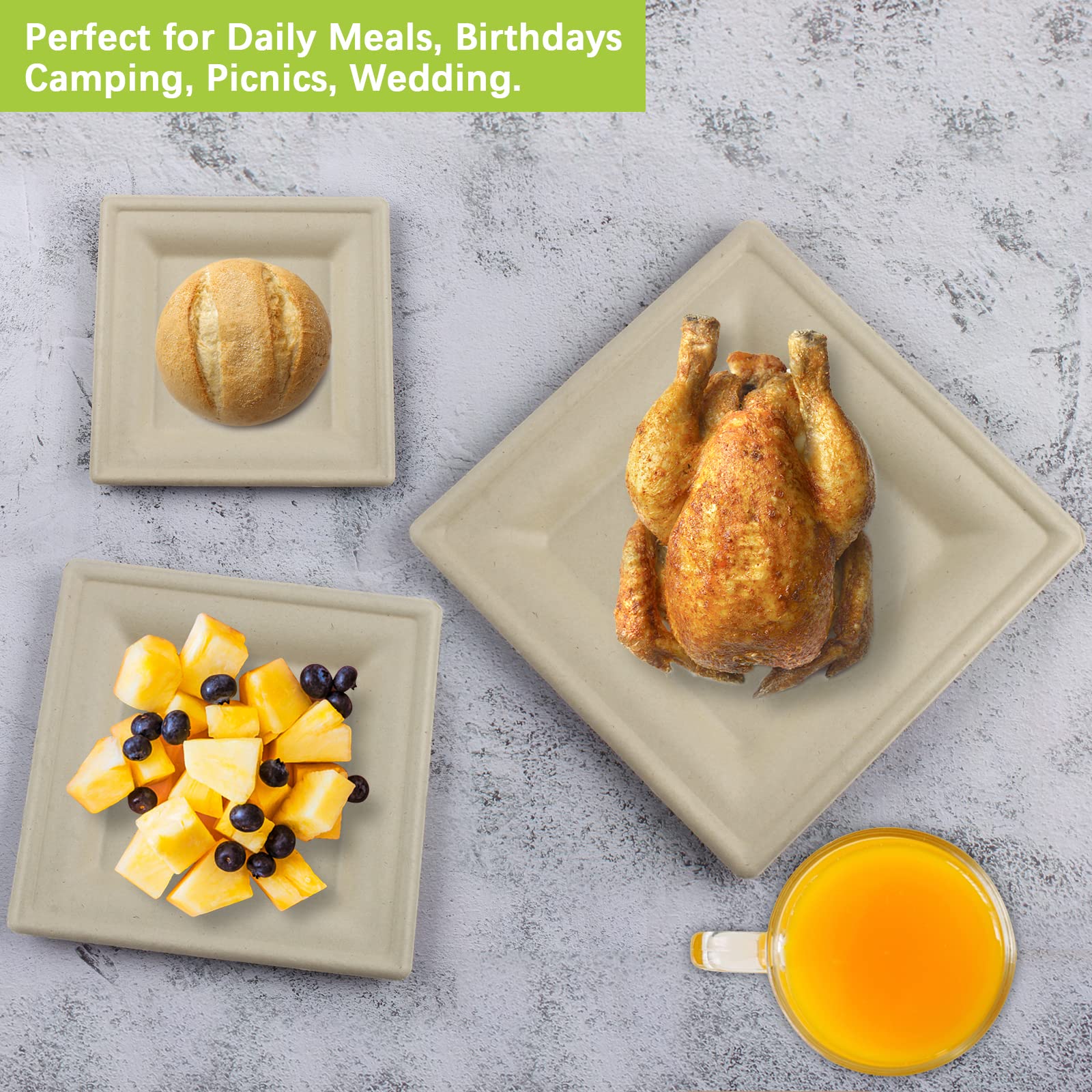 Snapklik.com : BangShou 50 Pack Disposable Paper Plates 100% ...