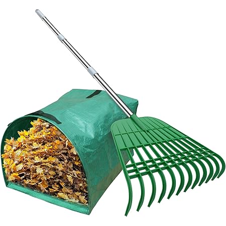 Amazon.com : Gardzen 12 Tines Gardening Leaf Rake, Lightweight Steel ...