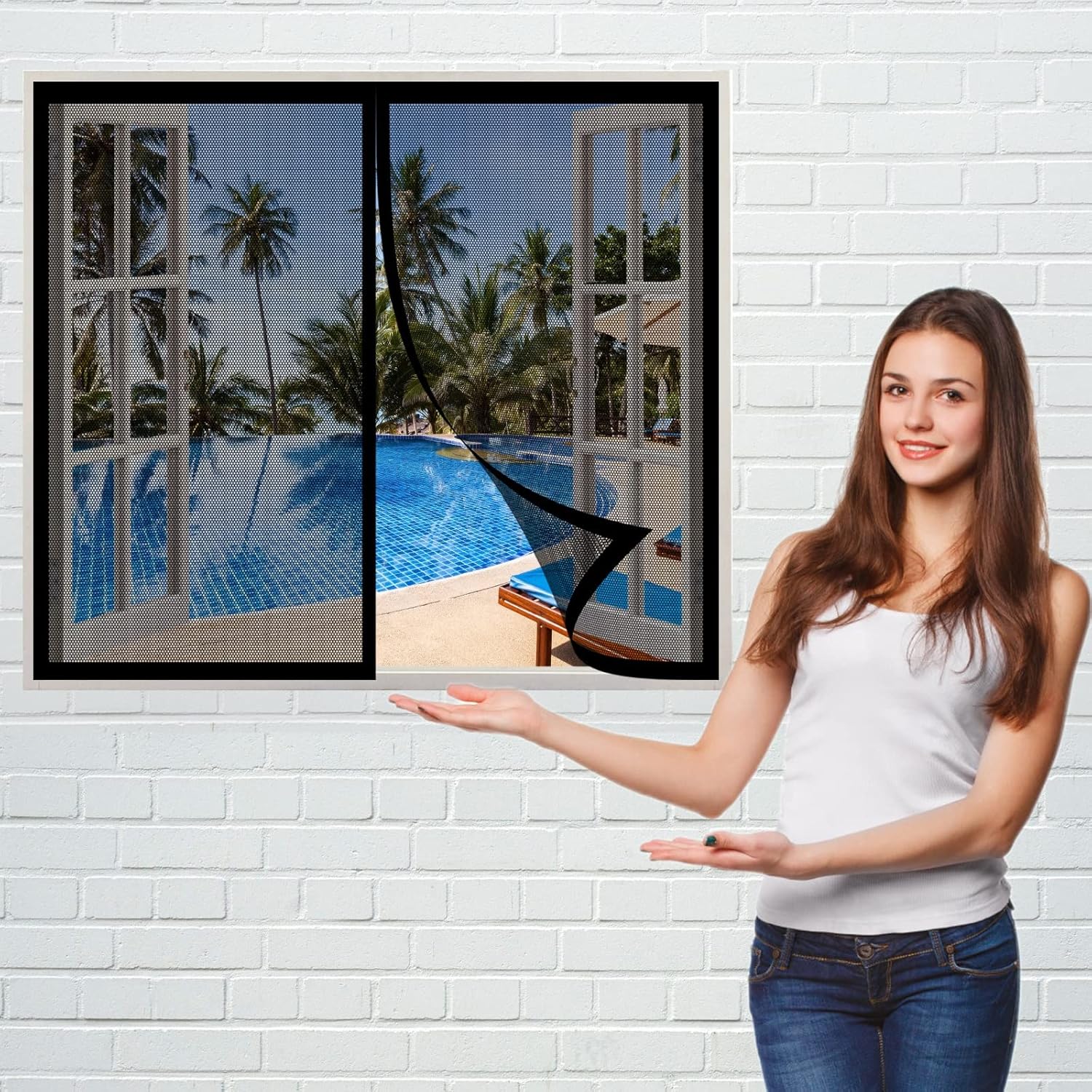 Fly Screens Window Nets 55 x 90 cm, Window Fly Screen net with Self ...