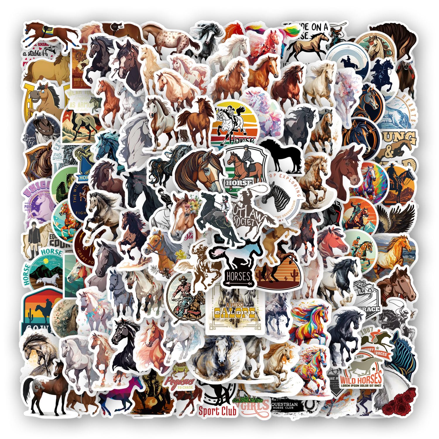 Amazon.com: 210PCS Horse Stickers Horse Riding Stickers, Equestrian ...