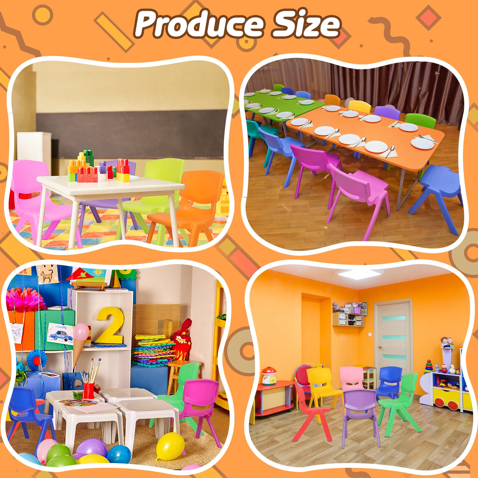 Snapklik.com : 12 Pcs Plastic School Stack Chair, 10 Inch School Chairs ...
