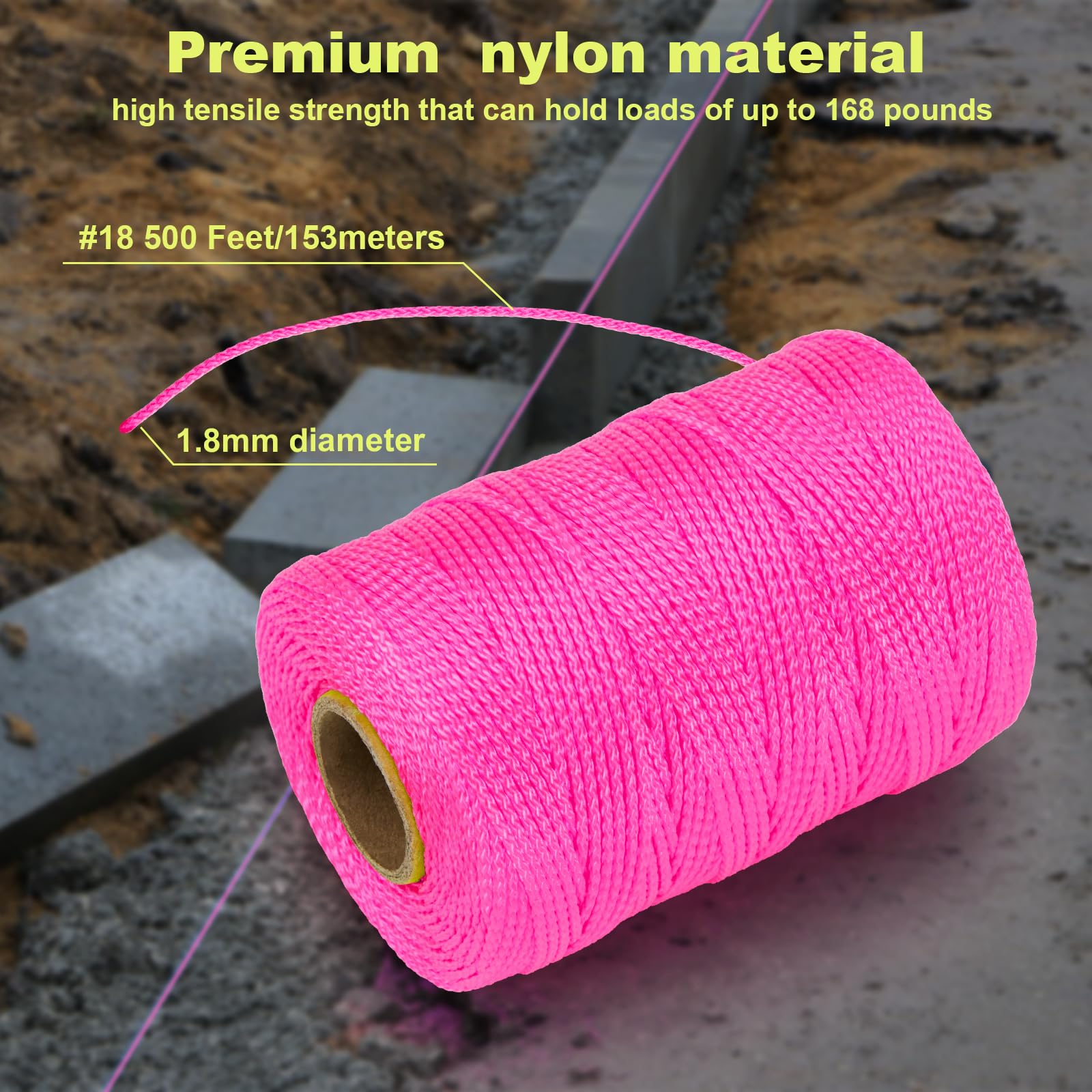 540 Foot Mason Line With Levels REALDOOGYMX 540ft Braided Nylon Mason ...