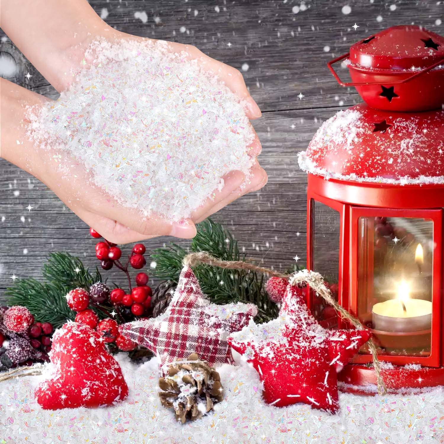 Amazon.com: Yonsya Christmas Fake Snow Twinkles Artificial Flake Snow ...