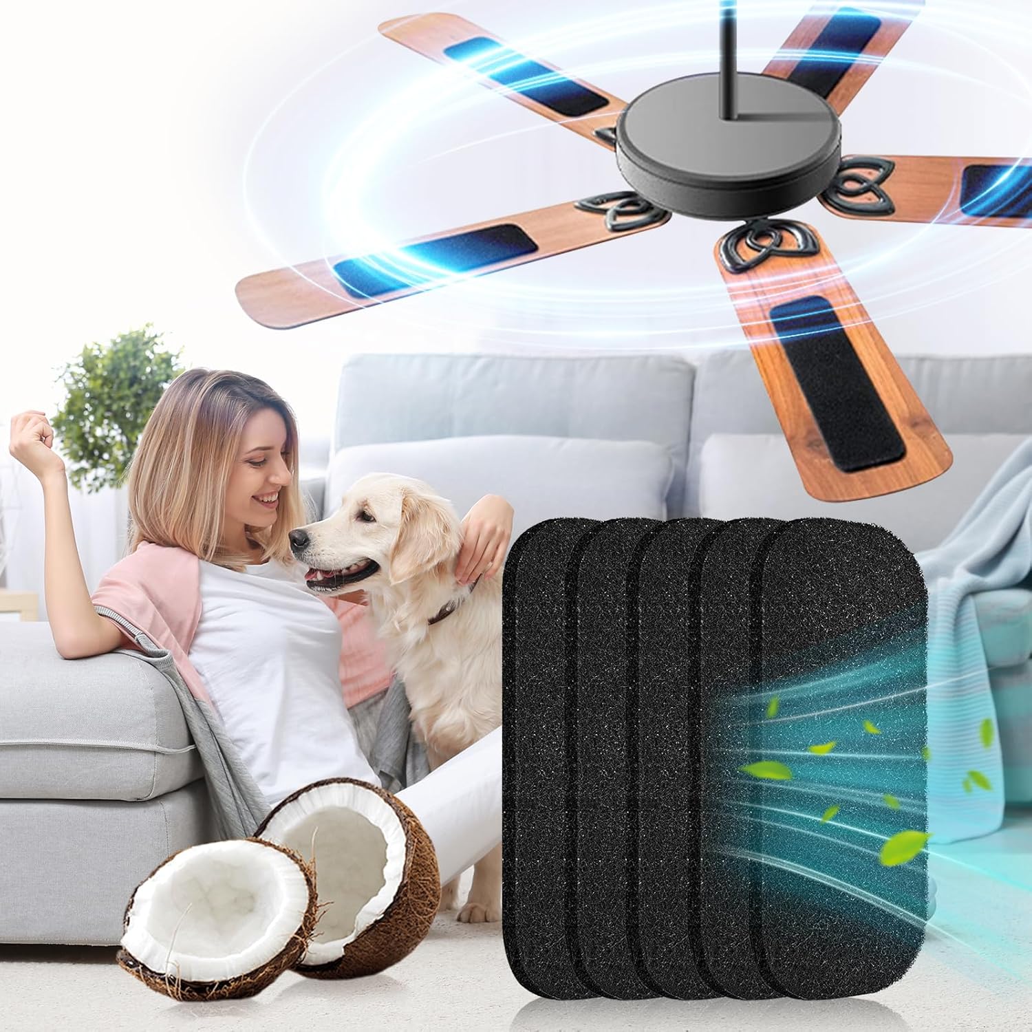 Amazon.com: XVYCINE Ceiling Fan Filters for Blades - 5 PCS Activated ...