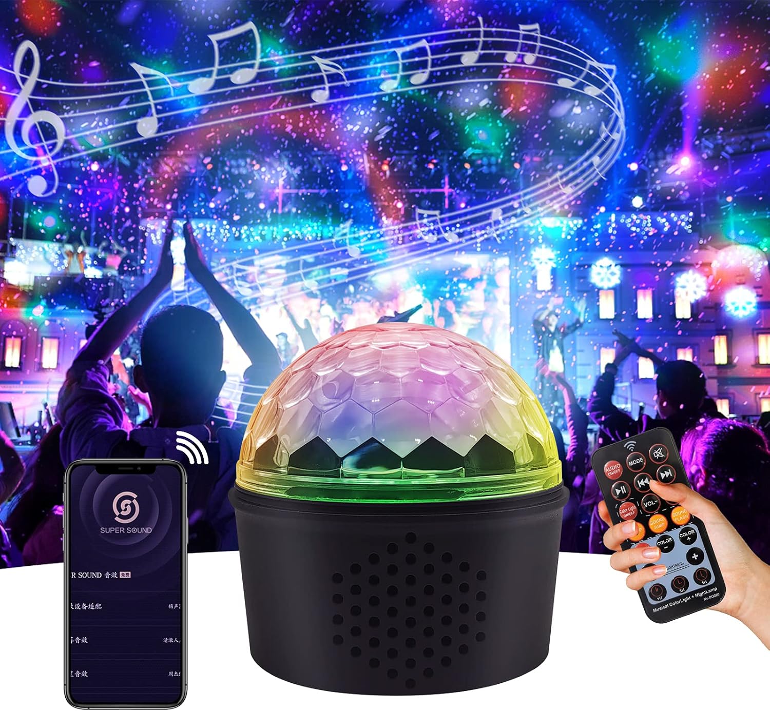 Disco Light Ball Party Strobe Lamp 3 in 1 RGB Portable Bluetooth Music Speaker Stage DJ Night ...