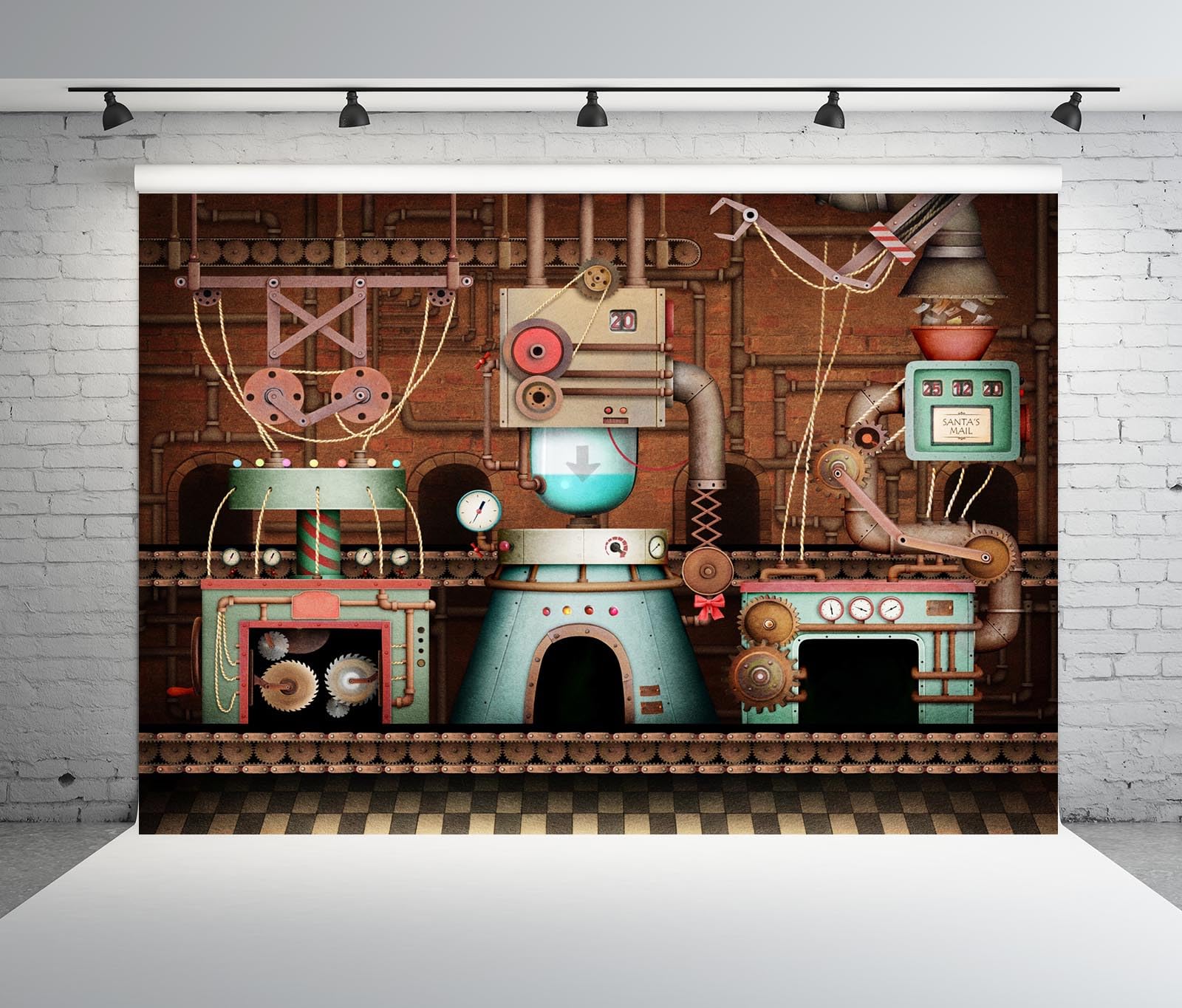 Amazon.com : BELECO 7x5ft Fabric Vintage Santa Claus Toy Factory ...