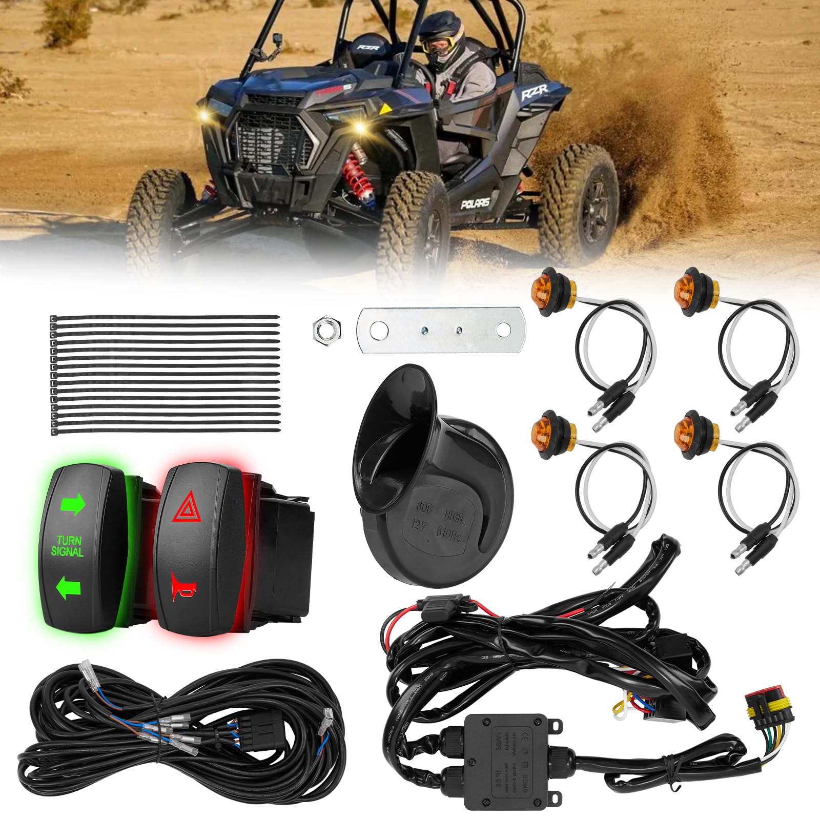 Amazon.com: Blogole Pre-wired UTV ATV Turn Signal Kit, Universal Street ...