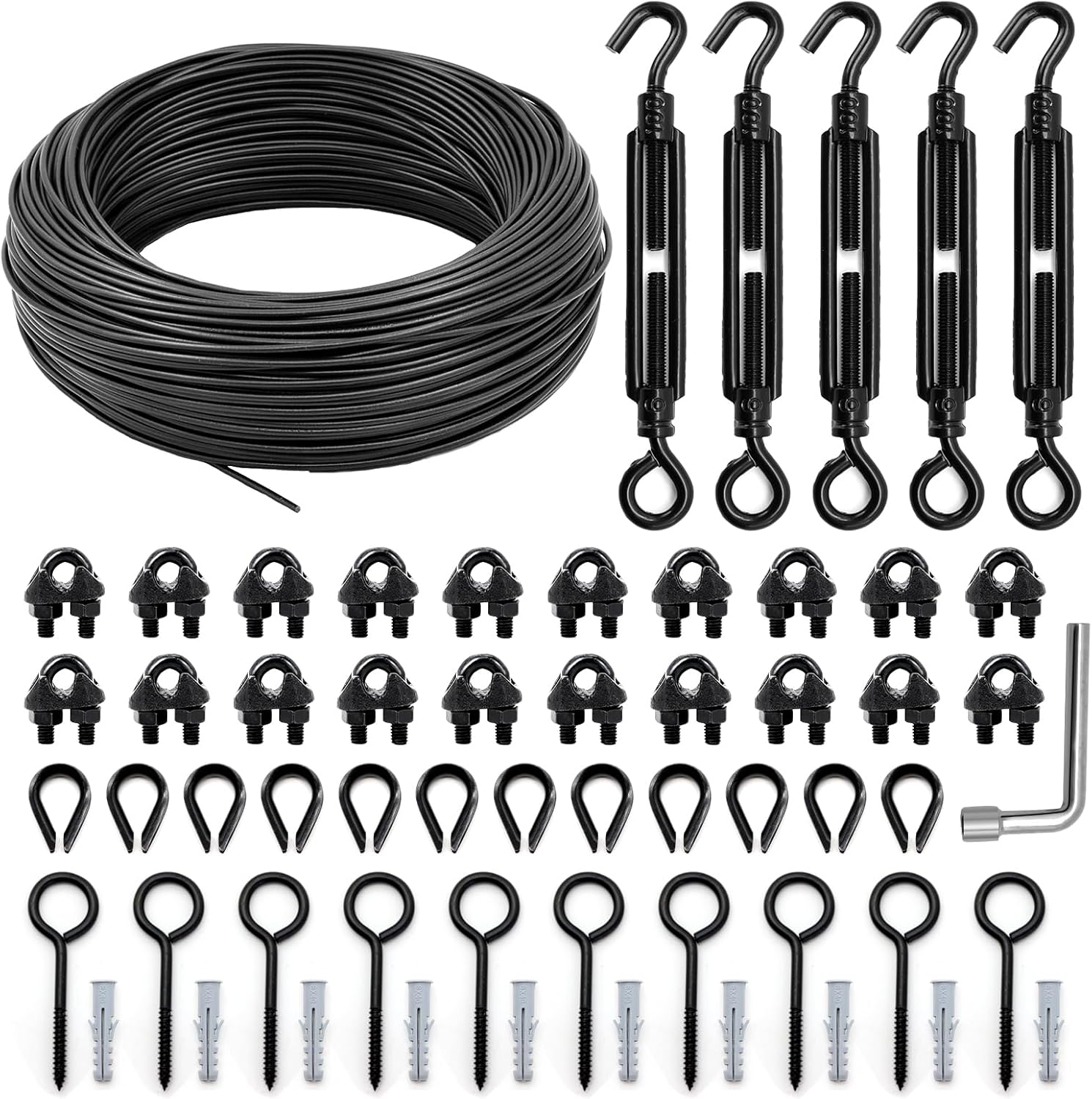 hannger String Light Hanging Kit Outdoor, Full Black Globe String ...