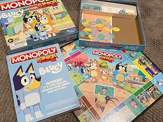 Monopoly Junior: Bluey Edition Board Game for Kids Ages 5+, Play as ...