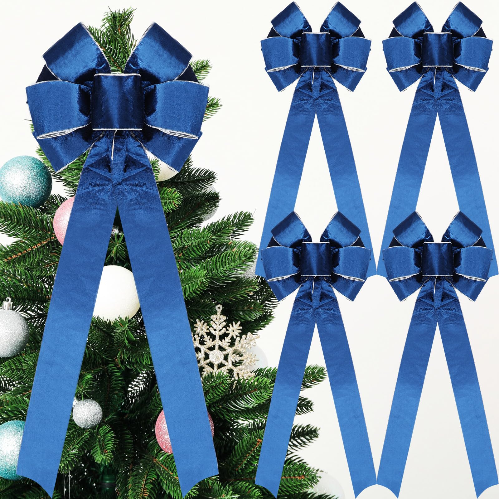 Amazon.com: Yinkin 4 Pcs Extra Large Christmas Bows 15'' x 44'' Velvet ...