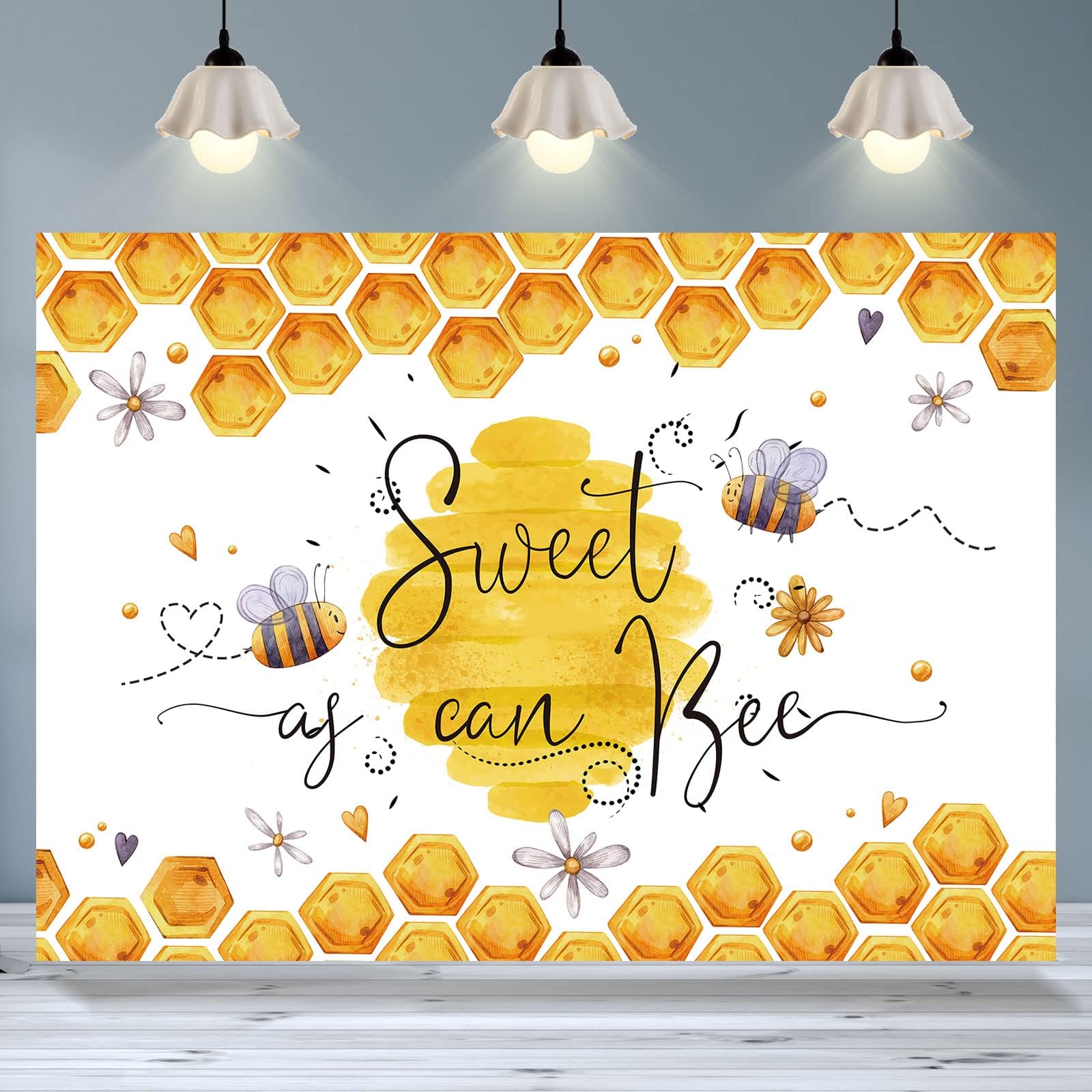 Amazon.com : Rsuuinu Sweet As Can Bee Baby Shower Backdrop Bee Theme ...
