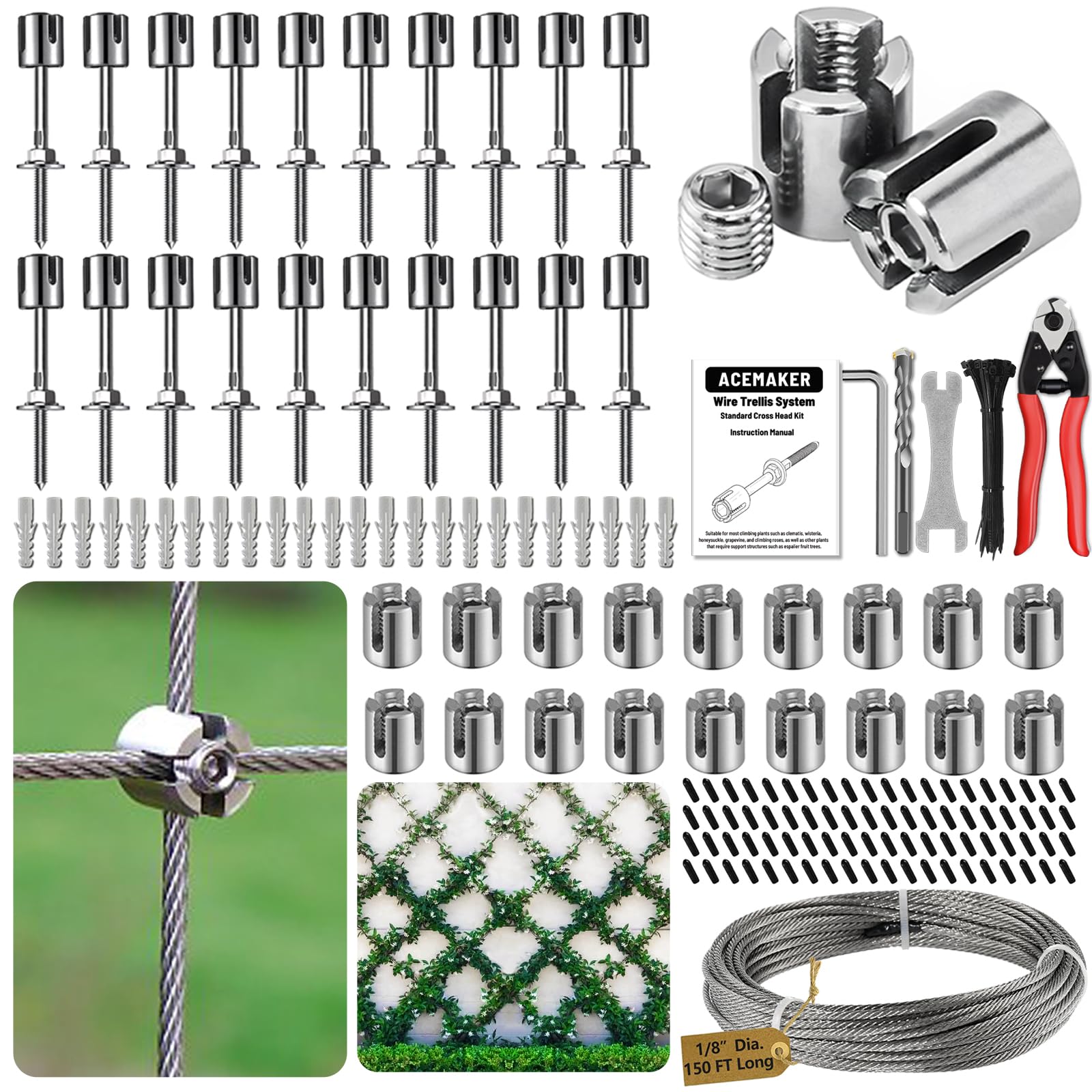 Amazon.com : 20Pcs Heavy Duty Cross Cable Clamp +20Pcs Cross Head ...