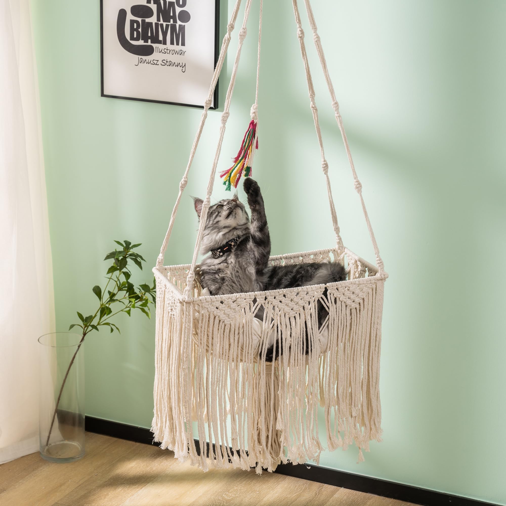 wall hanging diy macrame cat hammock pattern Feline Macrame Pattern For ...