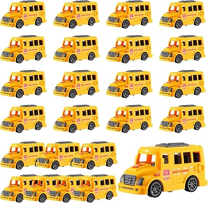 Amazon.com: Blueweenly 24 Pcs 3.9 Inch Mini School Bus Toy Bulk Plastic Yellow Small Bus Playset ...