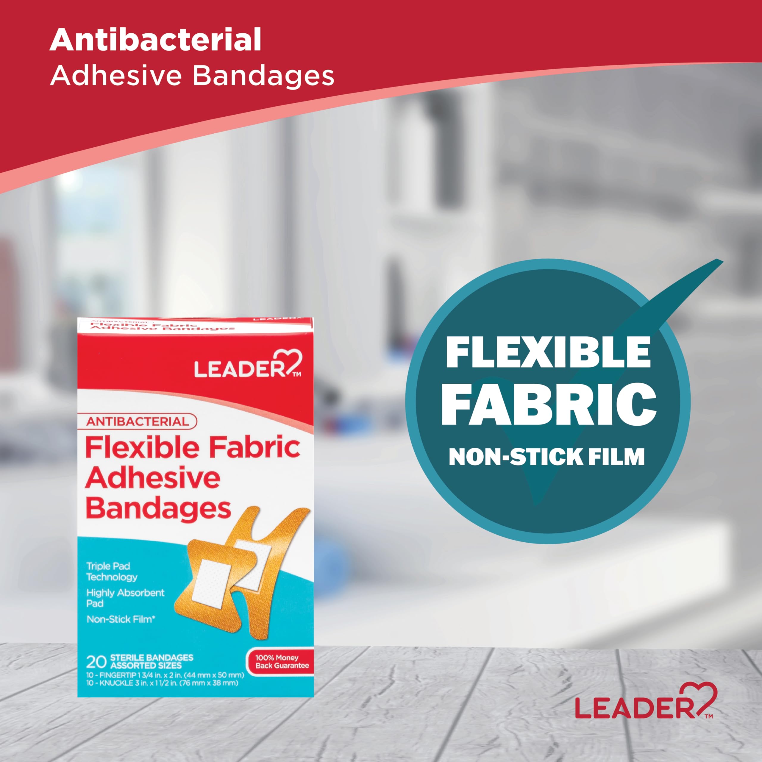 Snapklik.com : Leader Antibacterial Flexible Fabric Adhesive Bandages ...