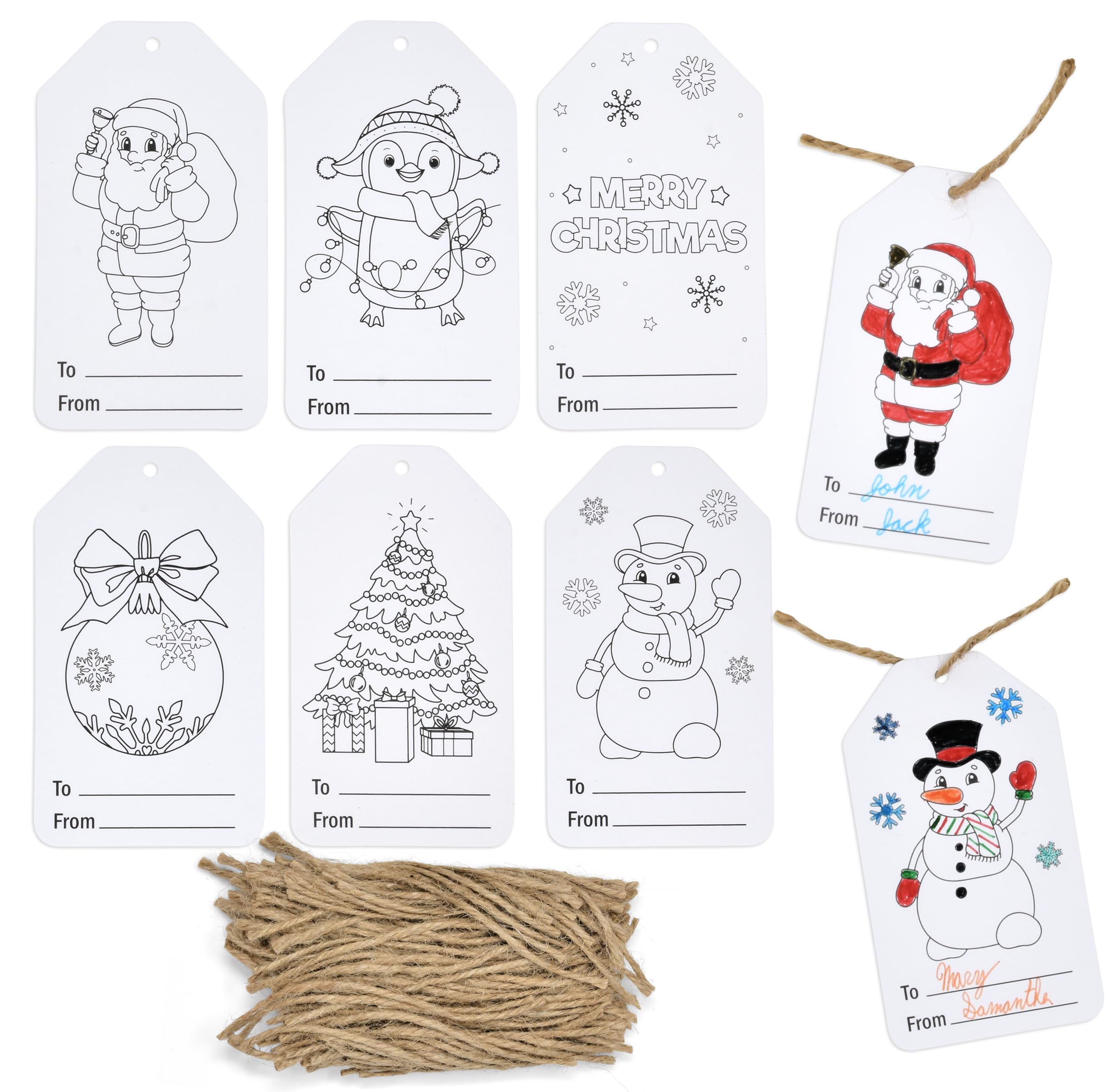 Amazon.com: 120 Count Color Your Own Christmas Gift Tags with Ribbon ...