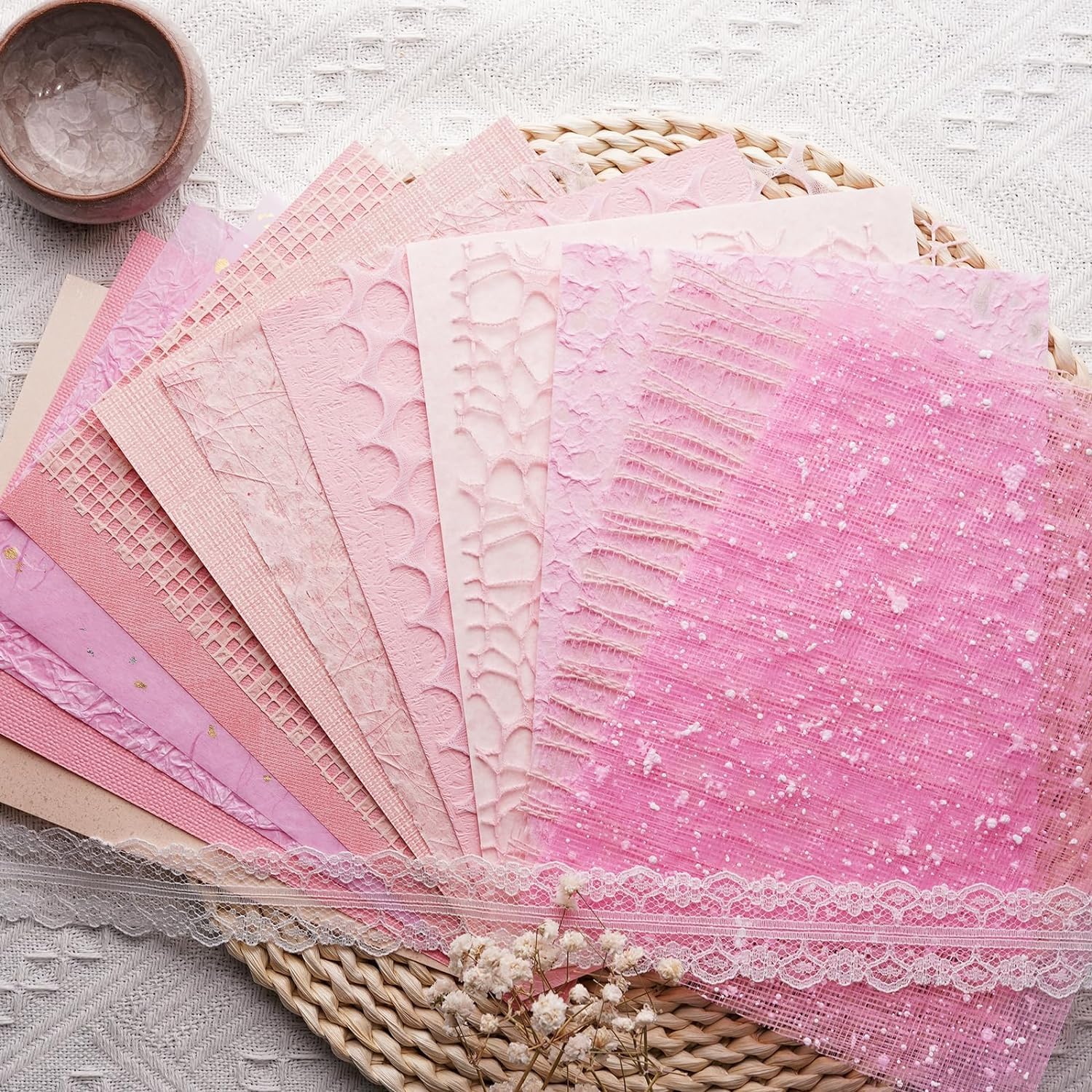 Amazon.com : VIVIQUEN 15Pcs Handmade Scrapbook Art Paper Craft Textured ...